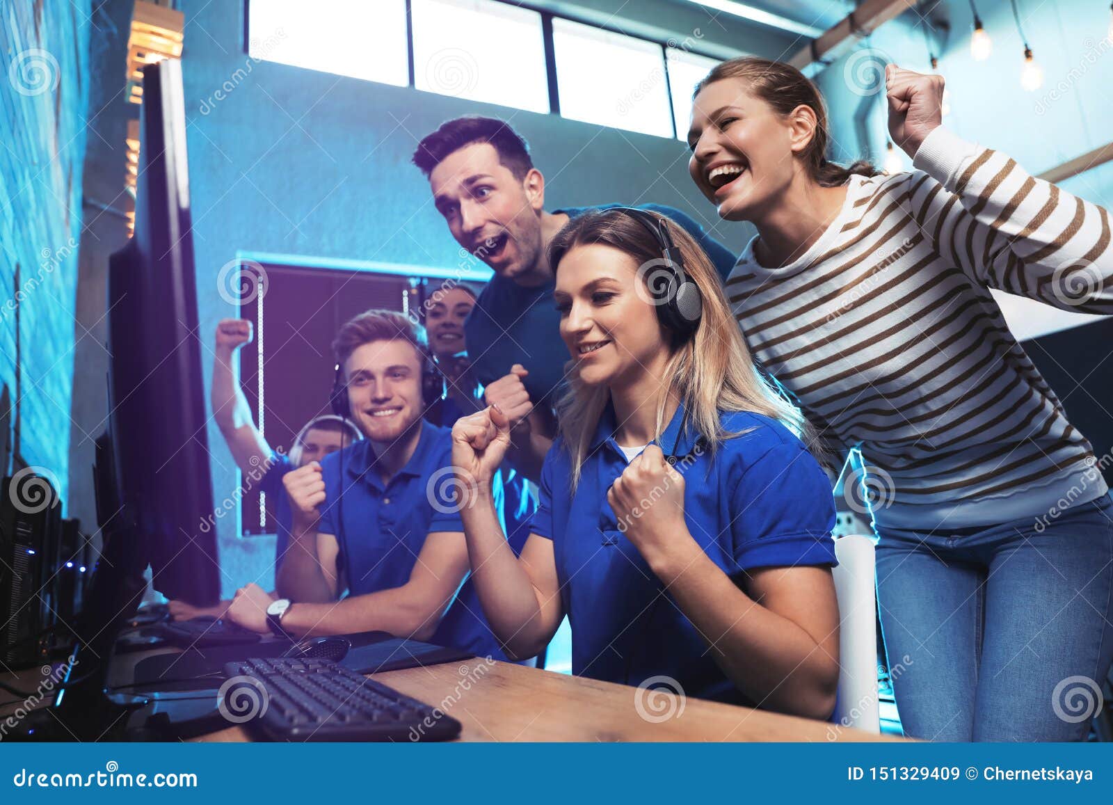 Group of People Playing Video Games Stock Image - Image of headphones ...