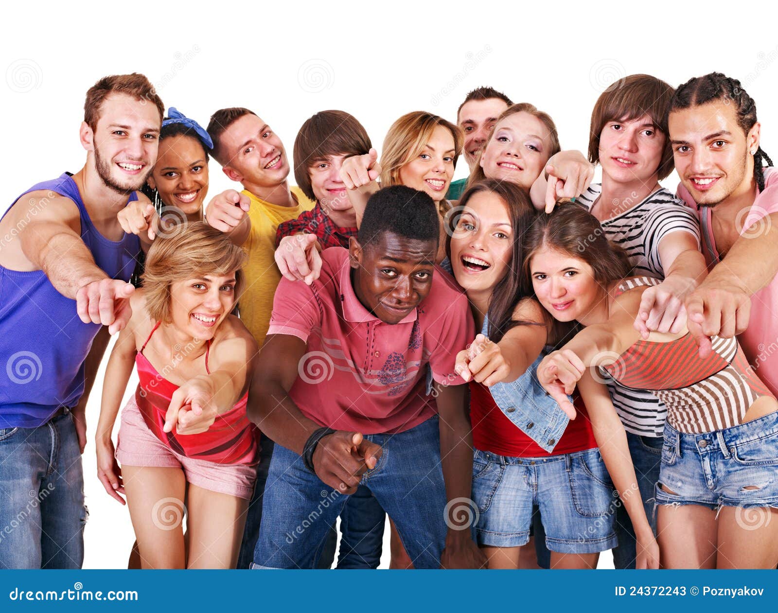 Group people point. stock image. Image of girl, person - 24372243