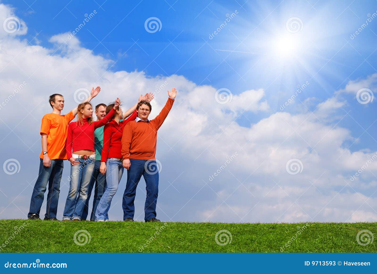 Group of People Pointing To Sky Stock Image - Image of teenager, woman ...