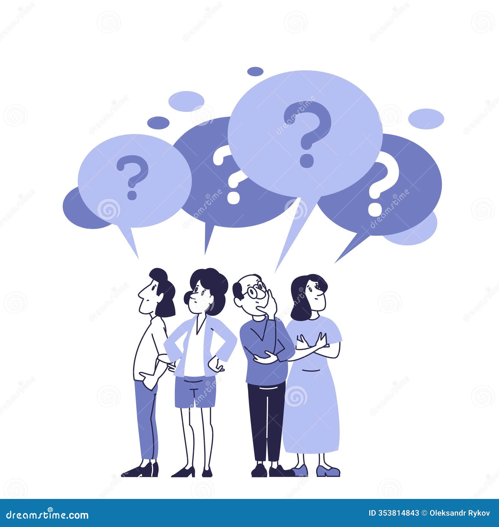 A Group of People Ponder Questions. Stock Illustration - Illustration ...