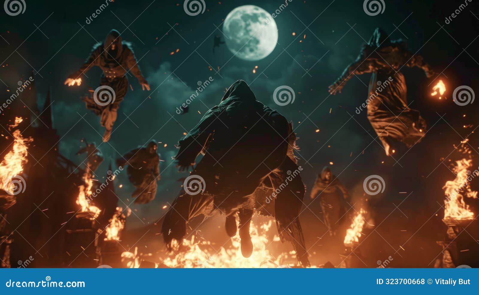 Group of People, Possibly a Coven, Standing in a Circle Around a ...