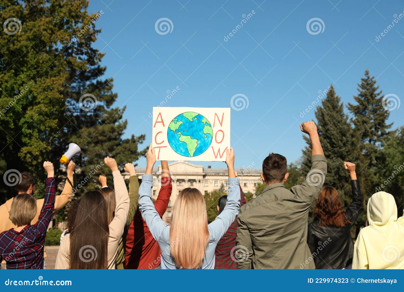 Group of People with Posters Protesting Against Climate Change Outdoors ...