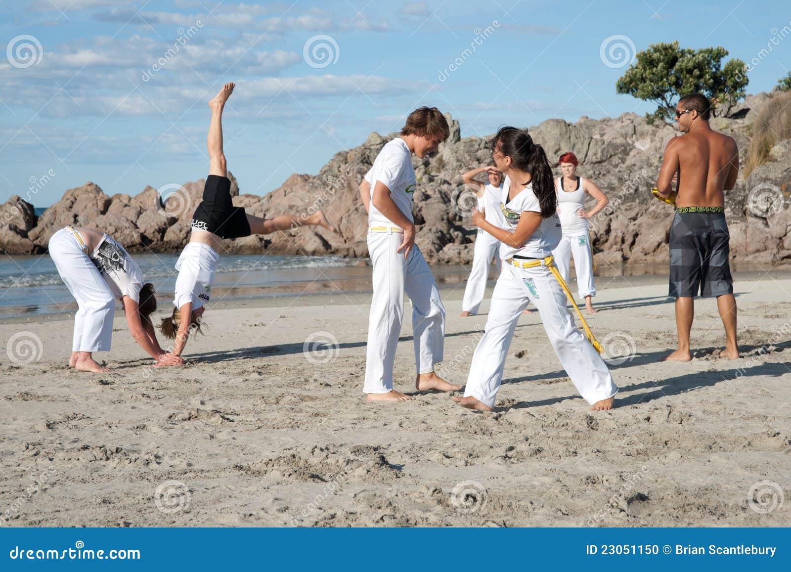 Group of People Practice Capoeira on Beach. Editorial Image - Image of ...