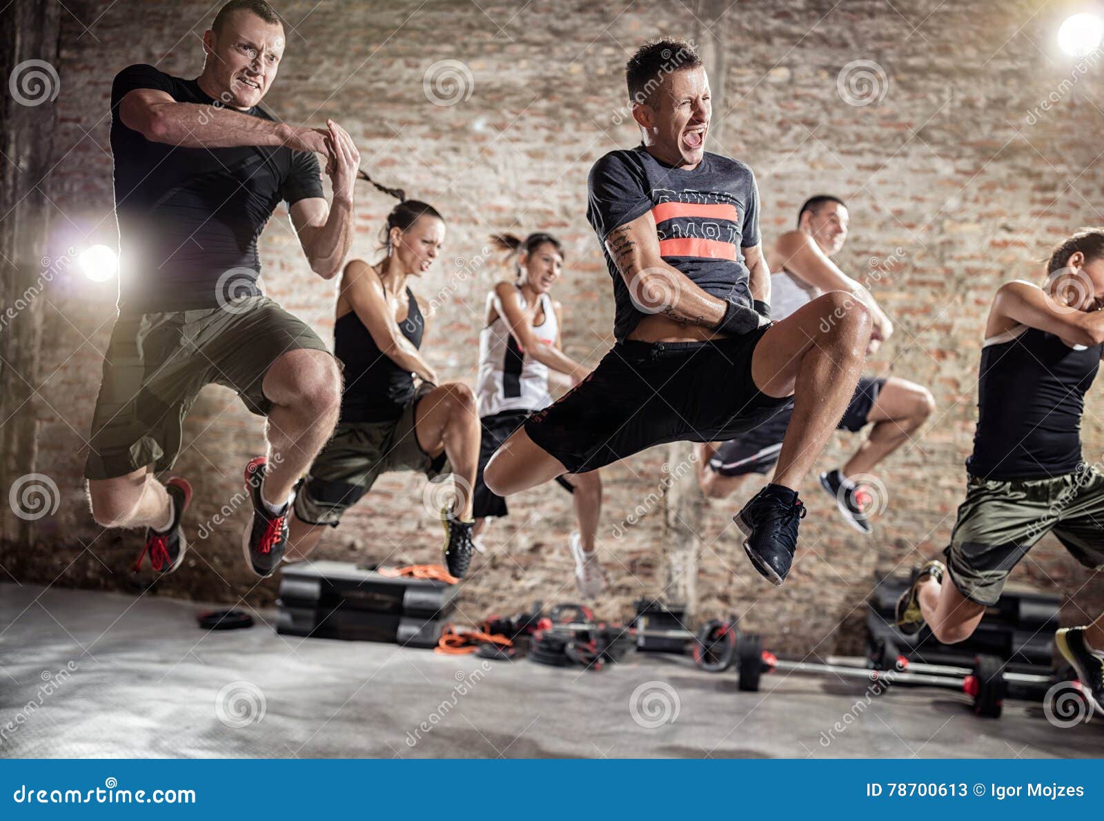 Group of People Practicing Cardio Fitness Exercise Stock Image - Image ...