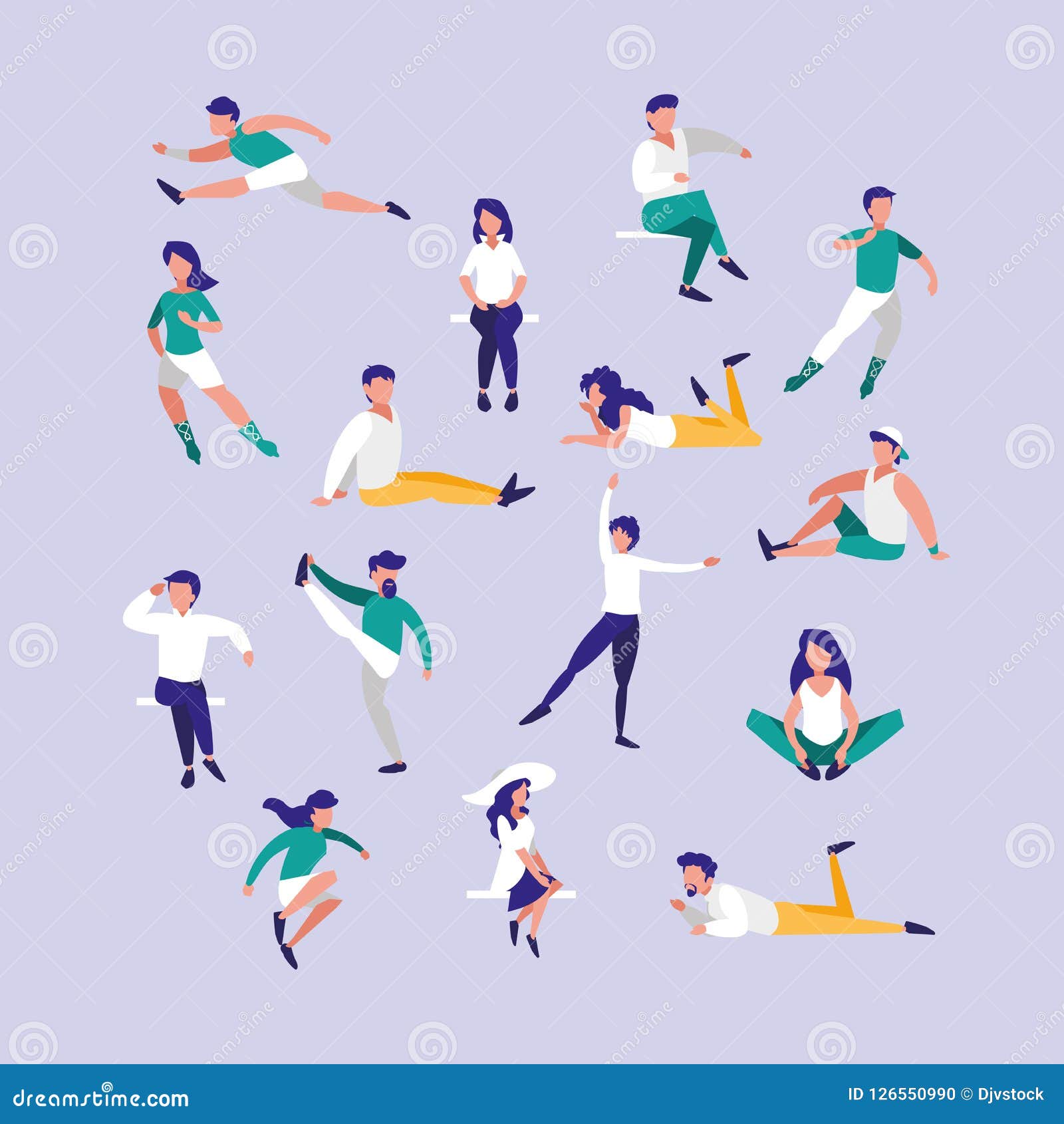Group People Practicing Exercises Avatar Character Stock Vector ...
