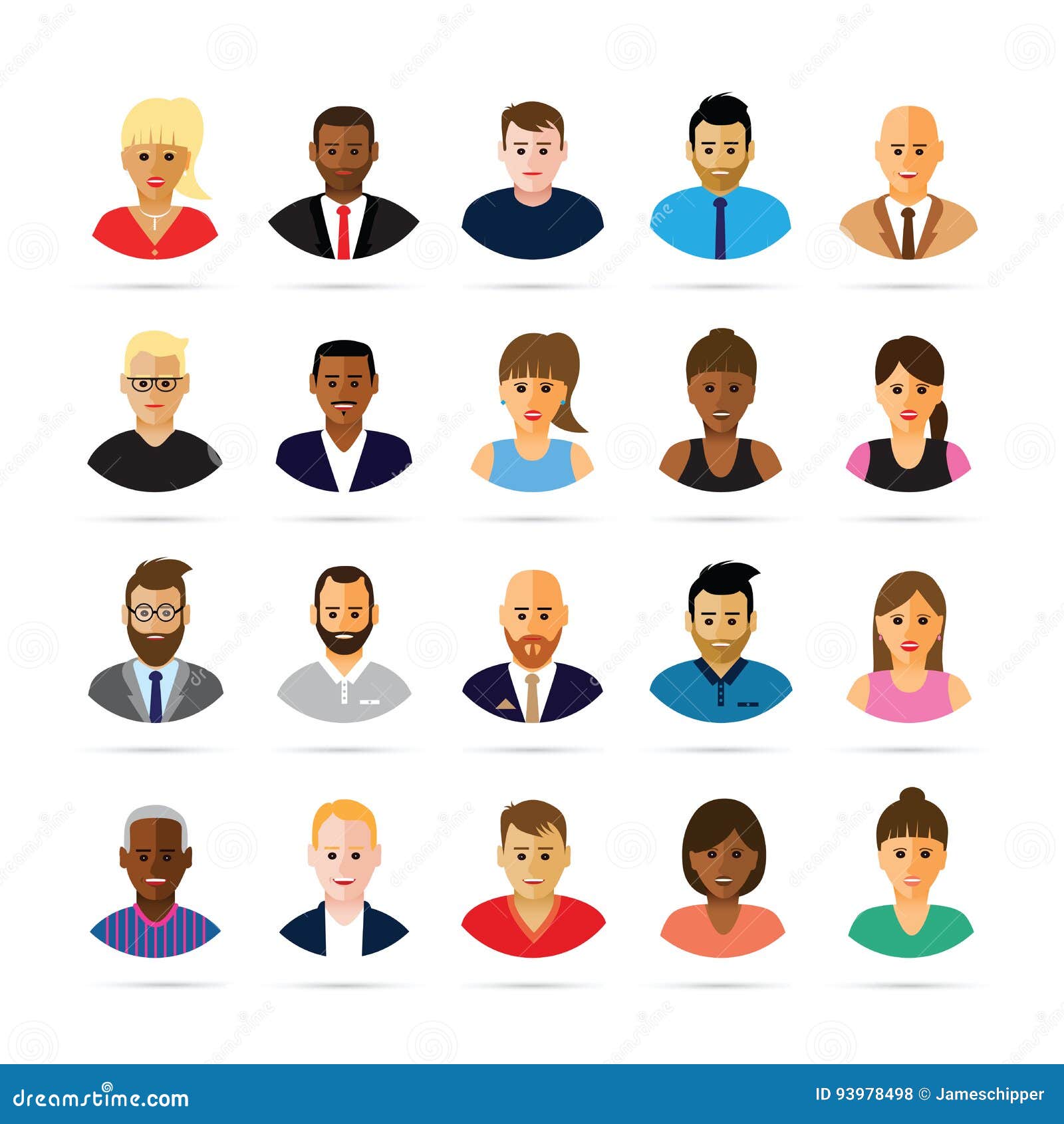 People Profiles Crowd. Male And Female Diverse Profile Portraits, Group ...