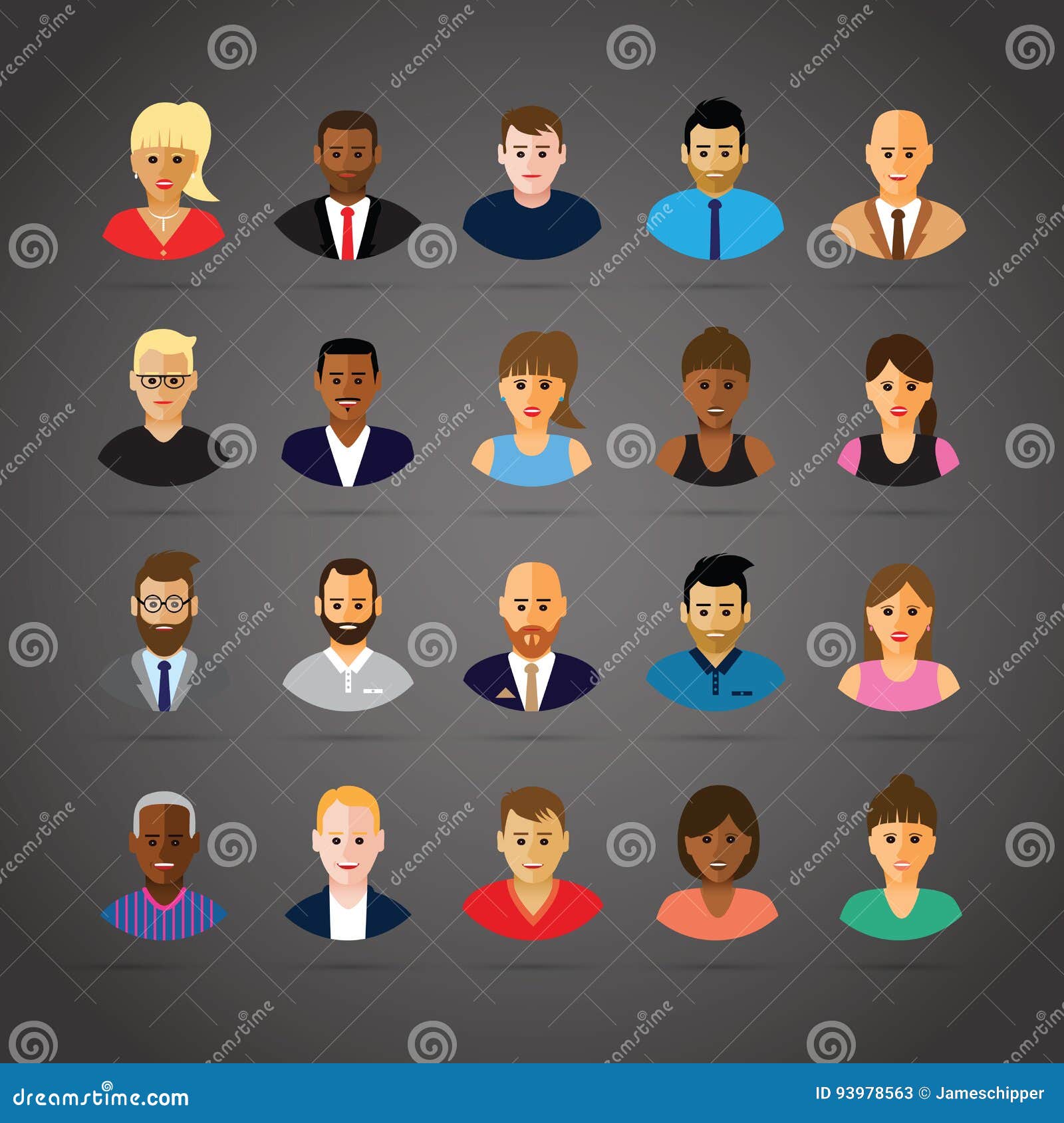 People Profiles Illustrated Avatar Set, Vector Profile Types Portraits ...