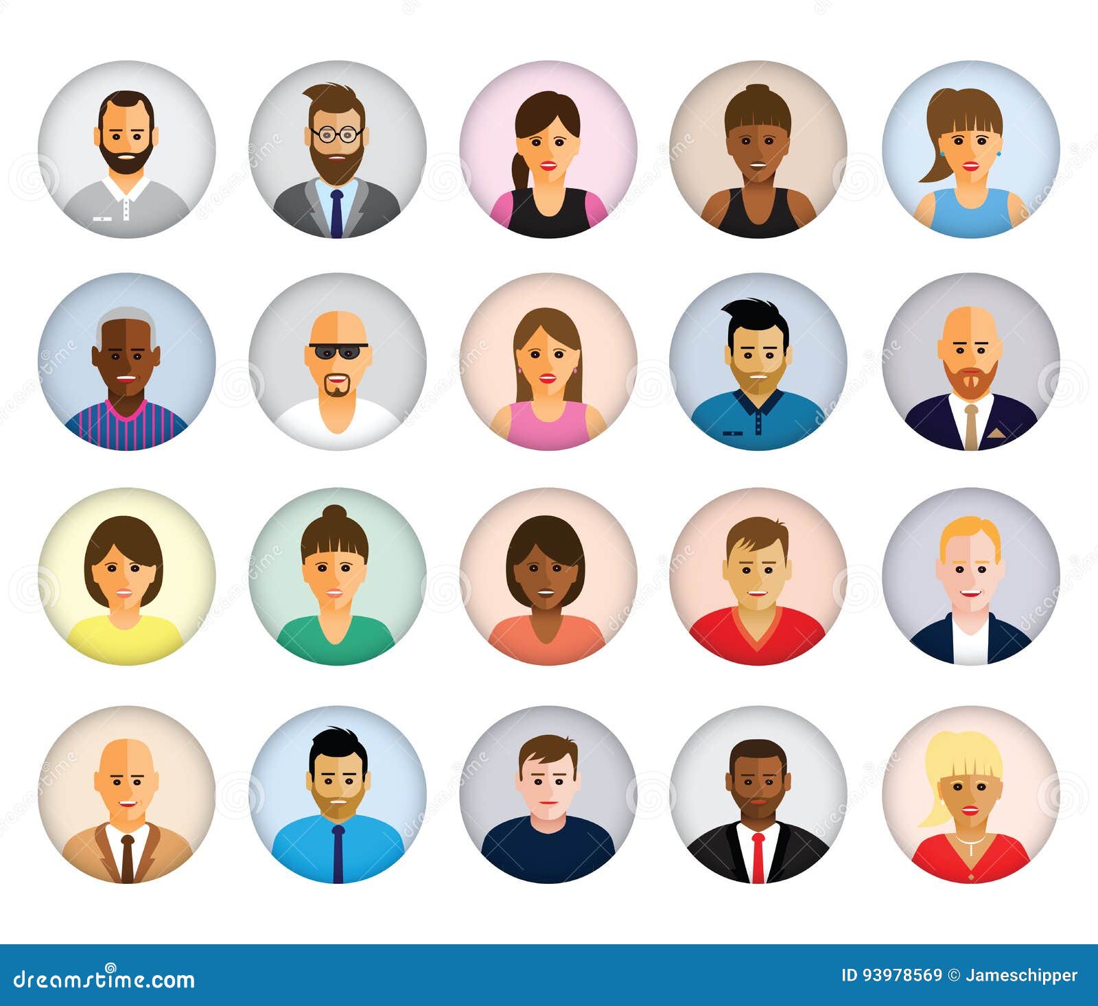 People Profiles Illustrated Avatar Set, Vector Profile Types Portraits ...