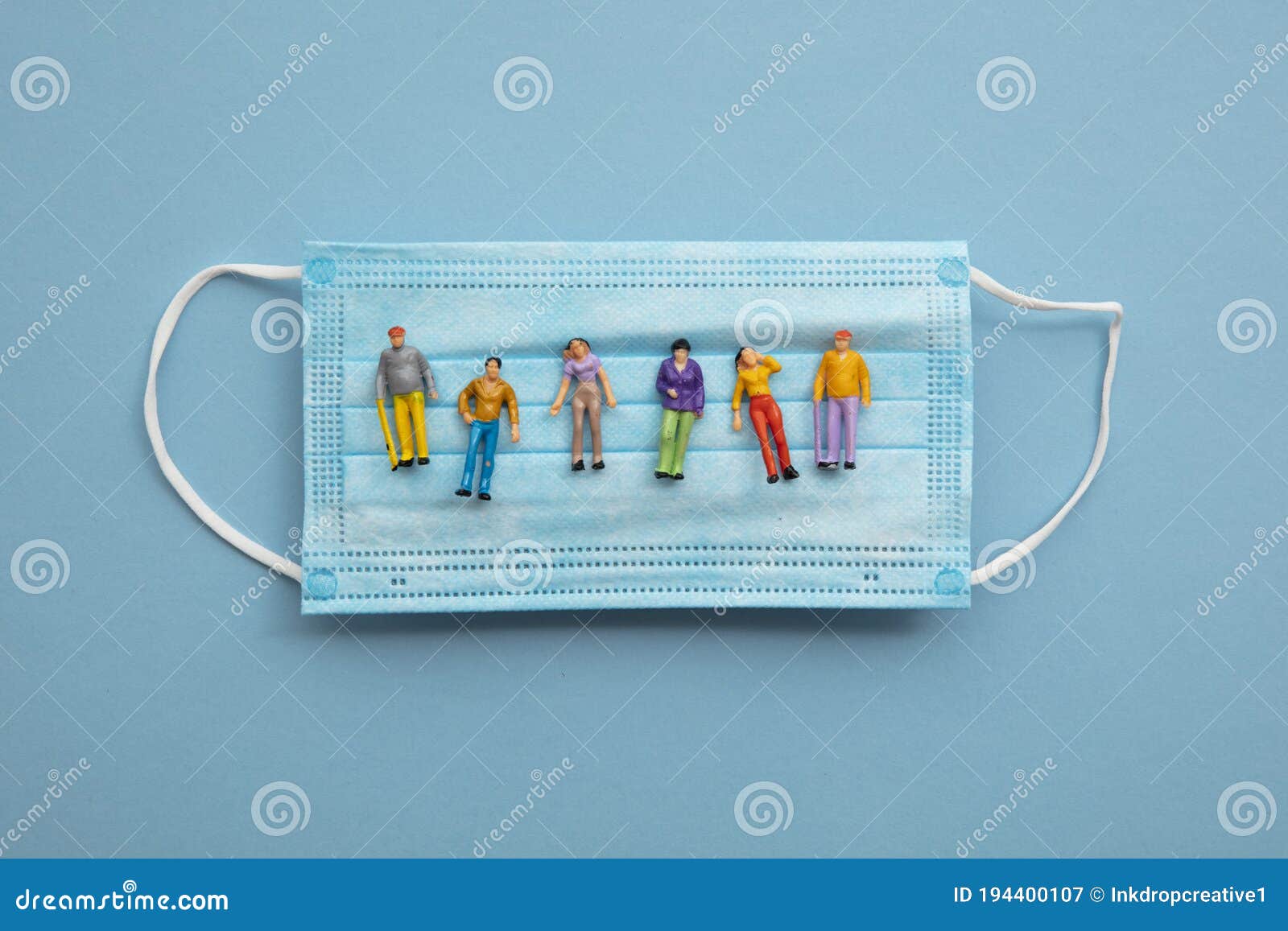 Group of People on a Protective Face Mask. Disease, Pollution Concept ...