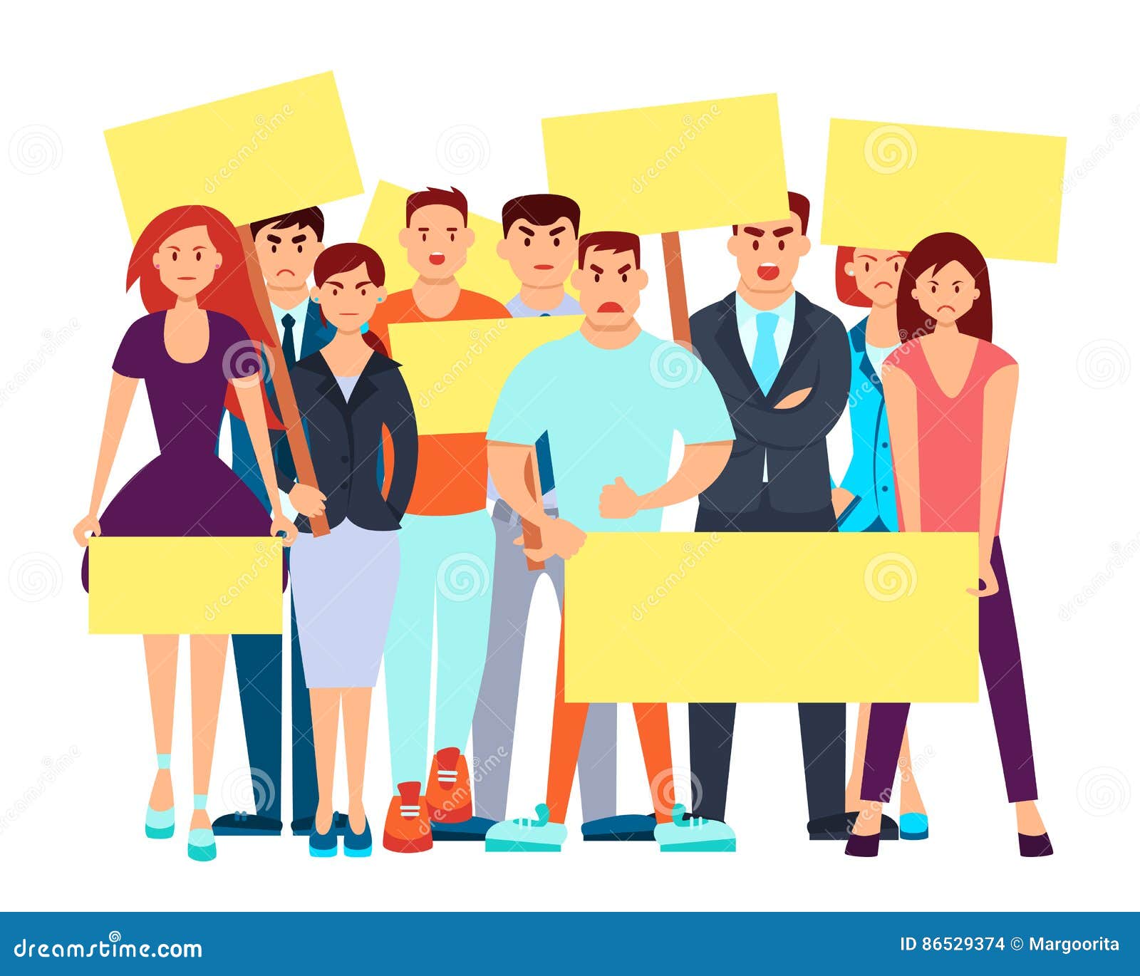 A Group of People Protesting Stock Vector - Illustration of riot, hand ...