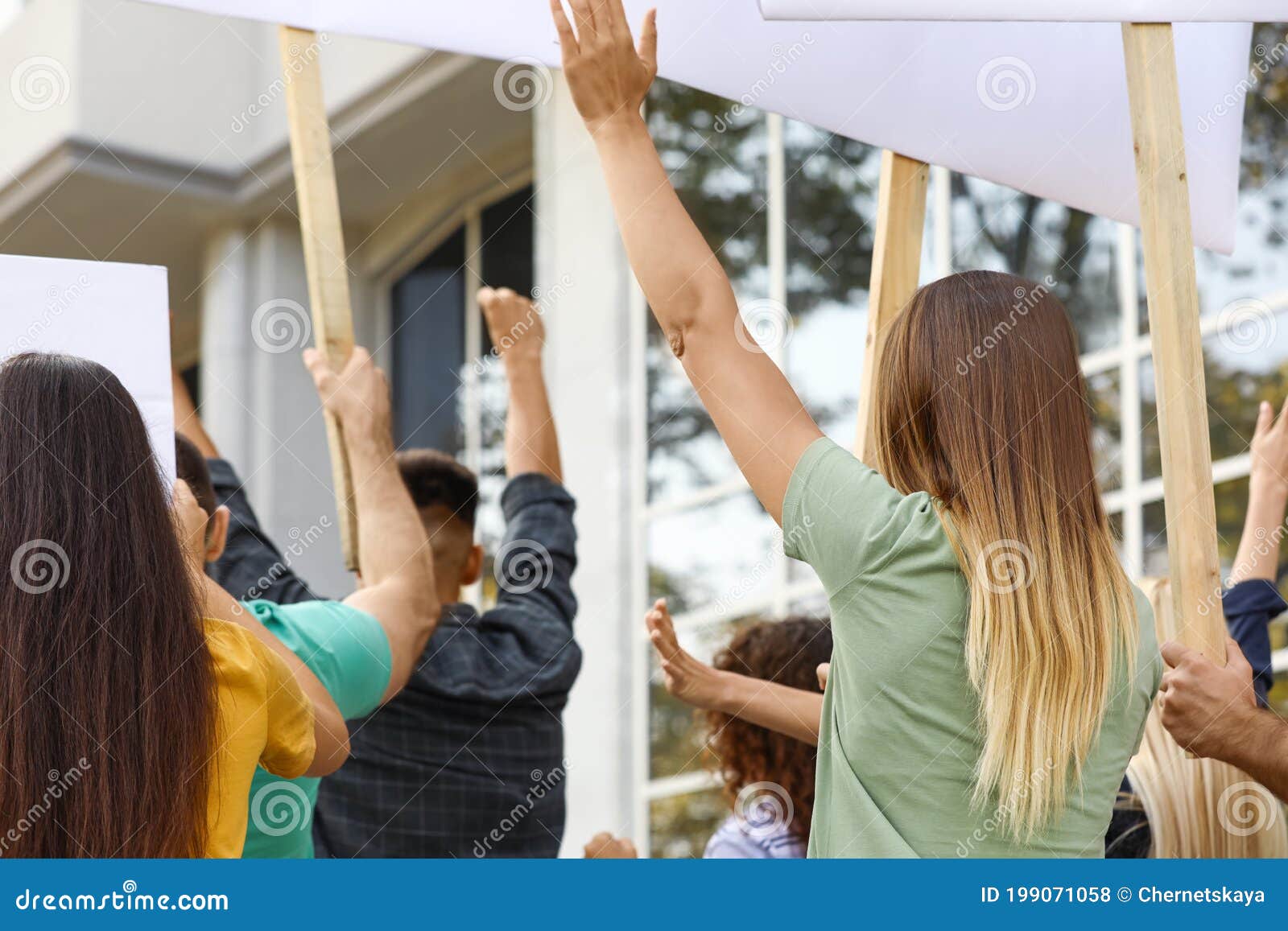 Group of People Protesting, Back View Stock Photo - Image of movement ...