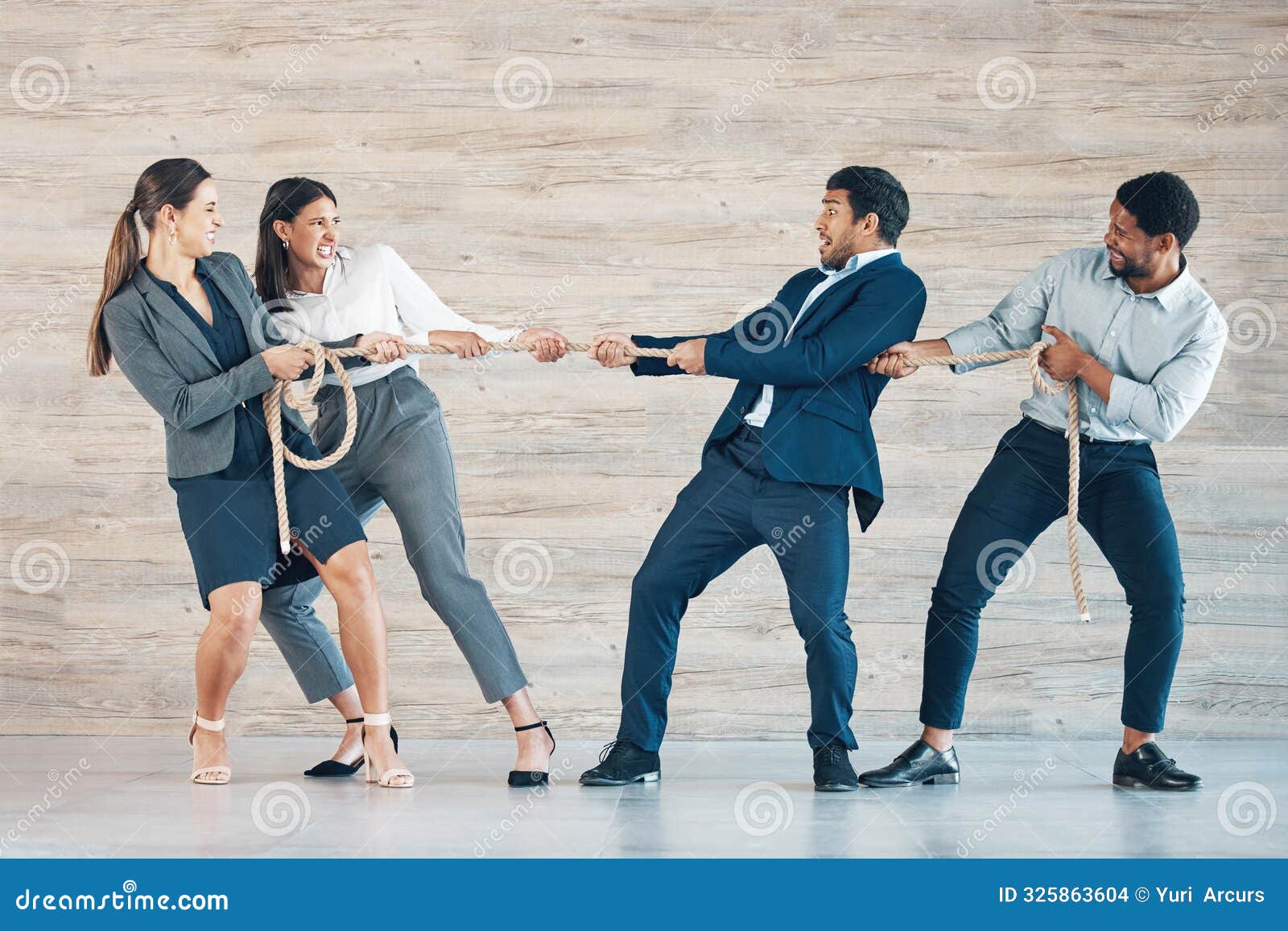 Group, People and Pull Rope in Office for Opportunity, Recruitment and ...