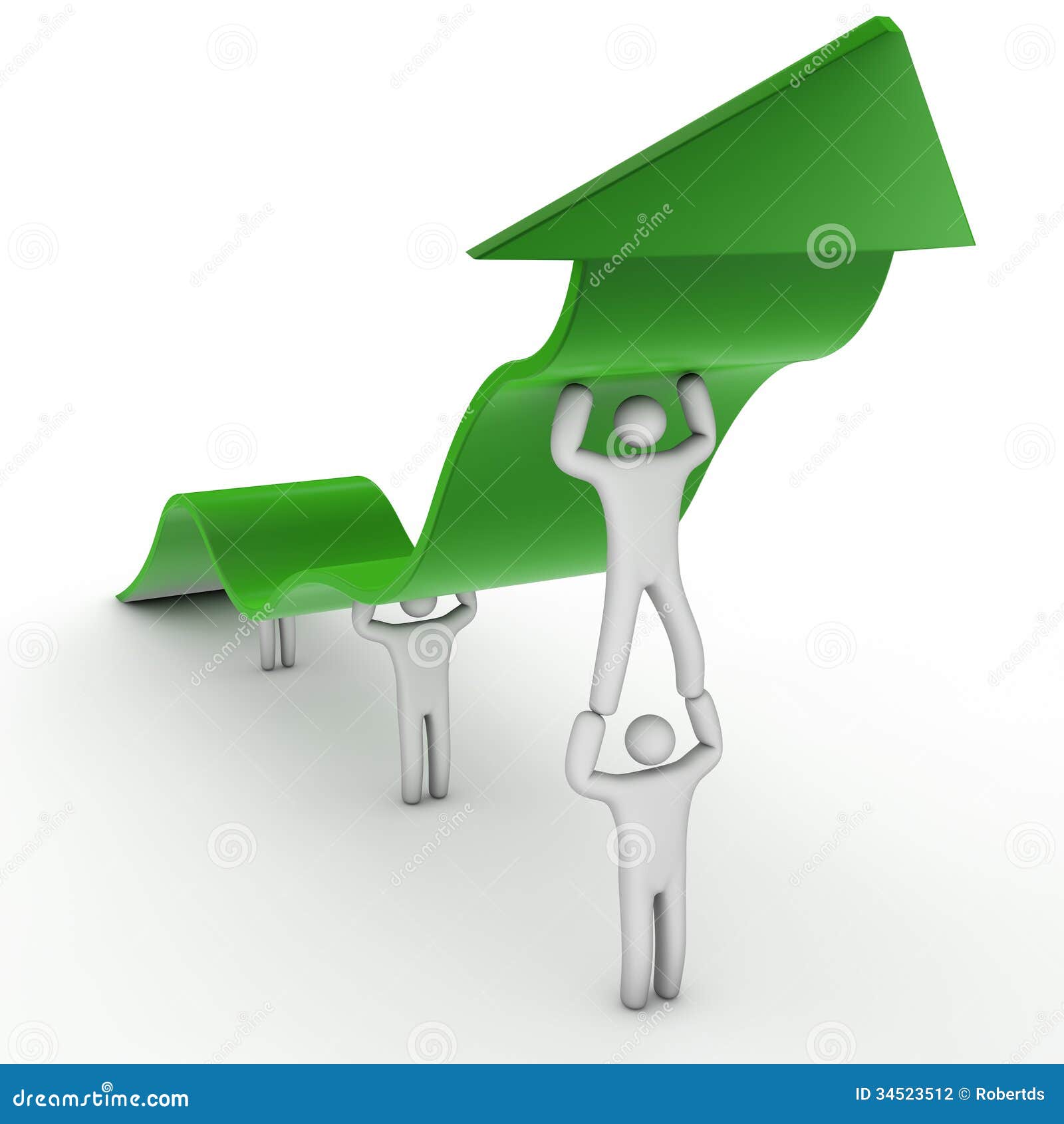 Group of People Pushing Arrow Up Stock Illustration - Illustration of ...