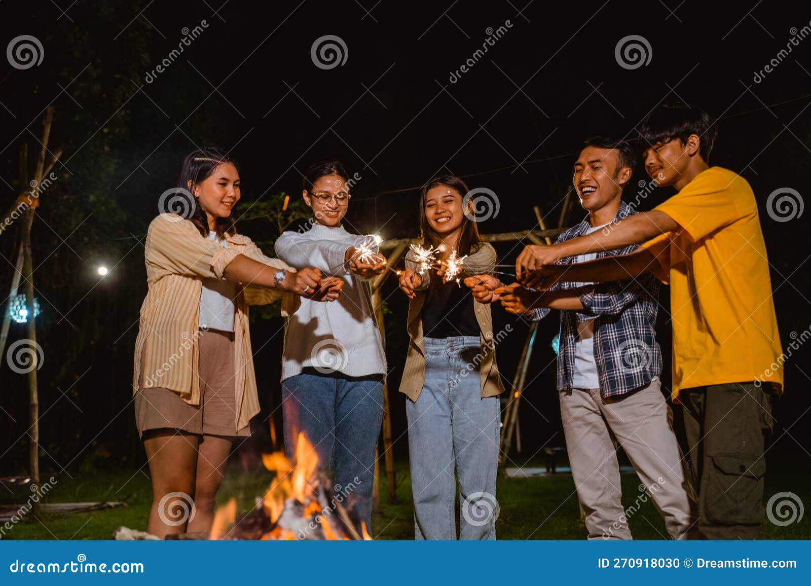 A Group of People Put Their Fireworks Together Stock Photo - Image of ...