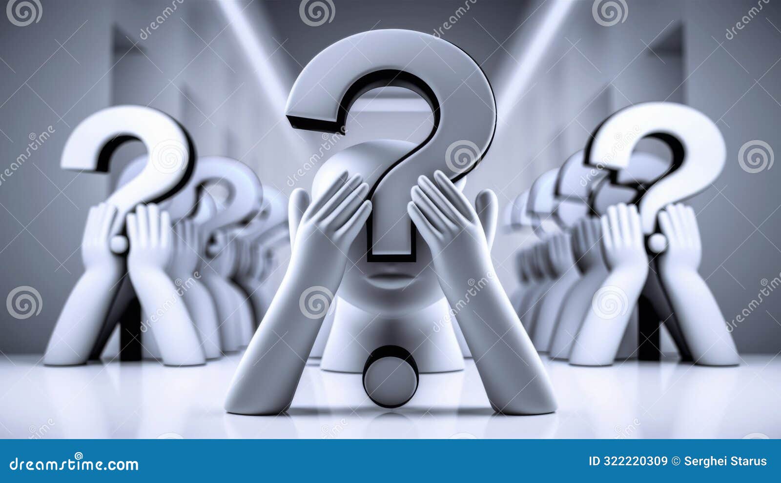 A Group of People with Question Marks Over Their Heads, AI Stock Image ...