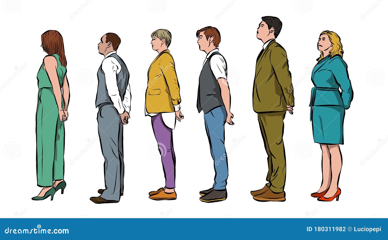 A Group of People Queue for Their Turn. Illustration Stock Illustration ... A Group of People Queue for Their Turn. Illustration Stock Illustration ...