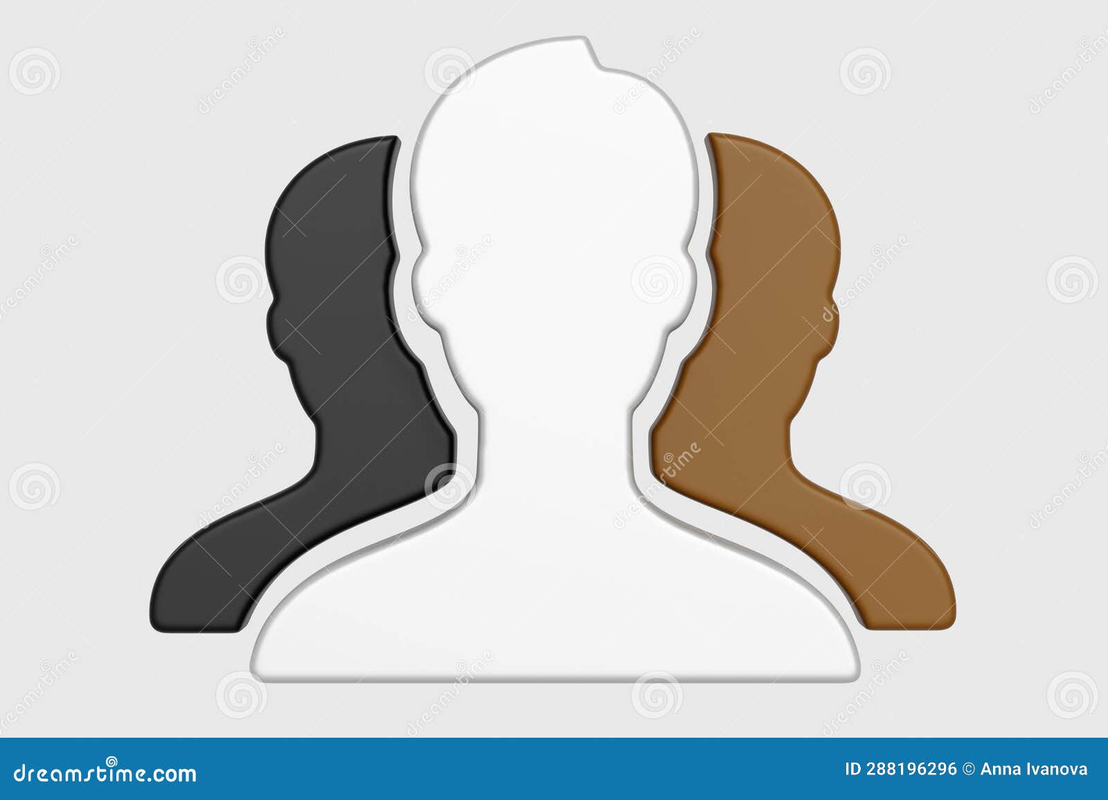 Group of People, Racial Diversity Icon. Three People of Different Skin ...