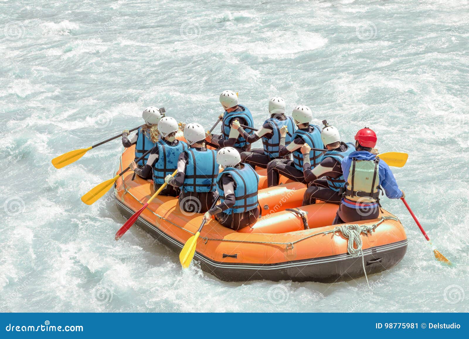 Group of People Rafting on White Water, Active Vacations Editorial ...