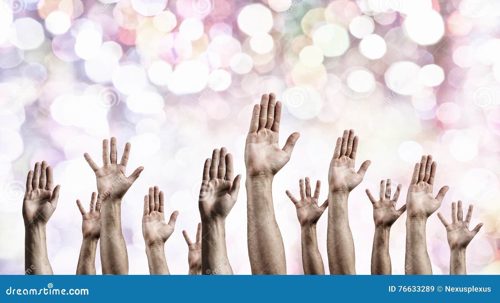 Group of People with Raised Hands Stock Image - Image of creative ...