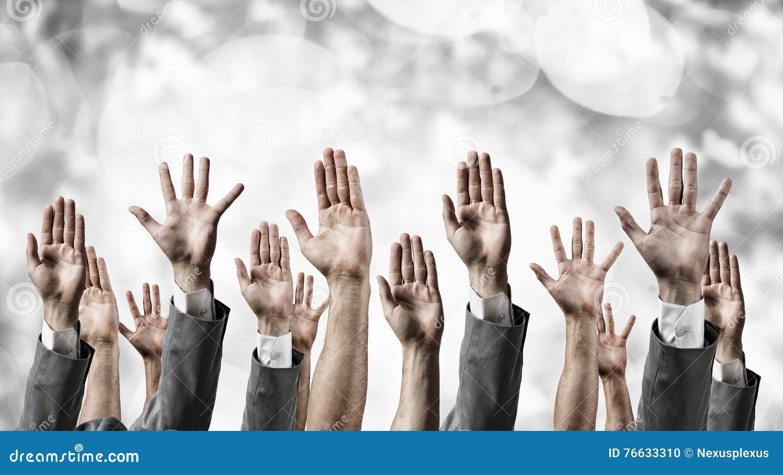 Group of People with Raised Hands Stock Photo - Image of agreement ...