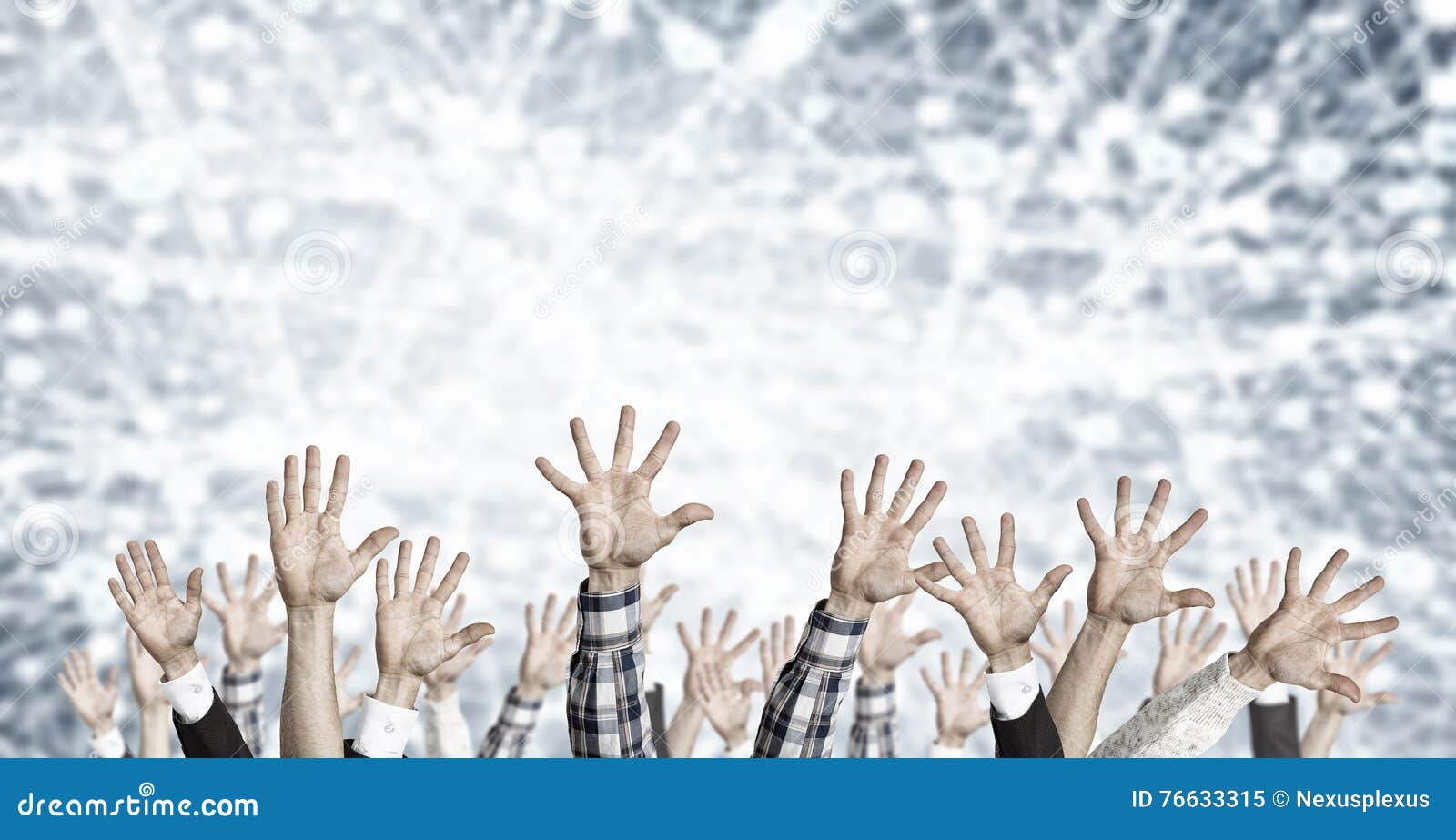 Group of People with Raised Hands . Mixed Media Stock Image - Image of ...