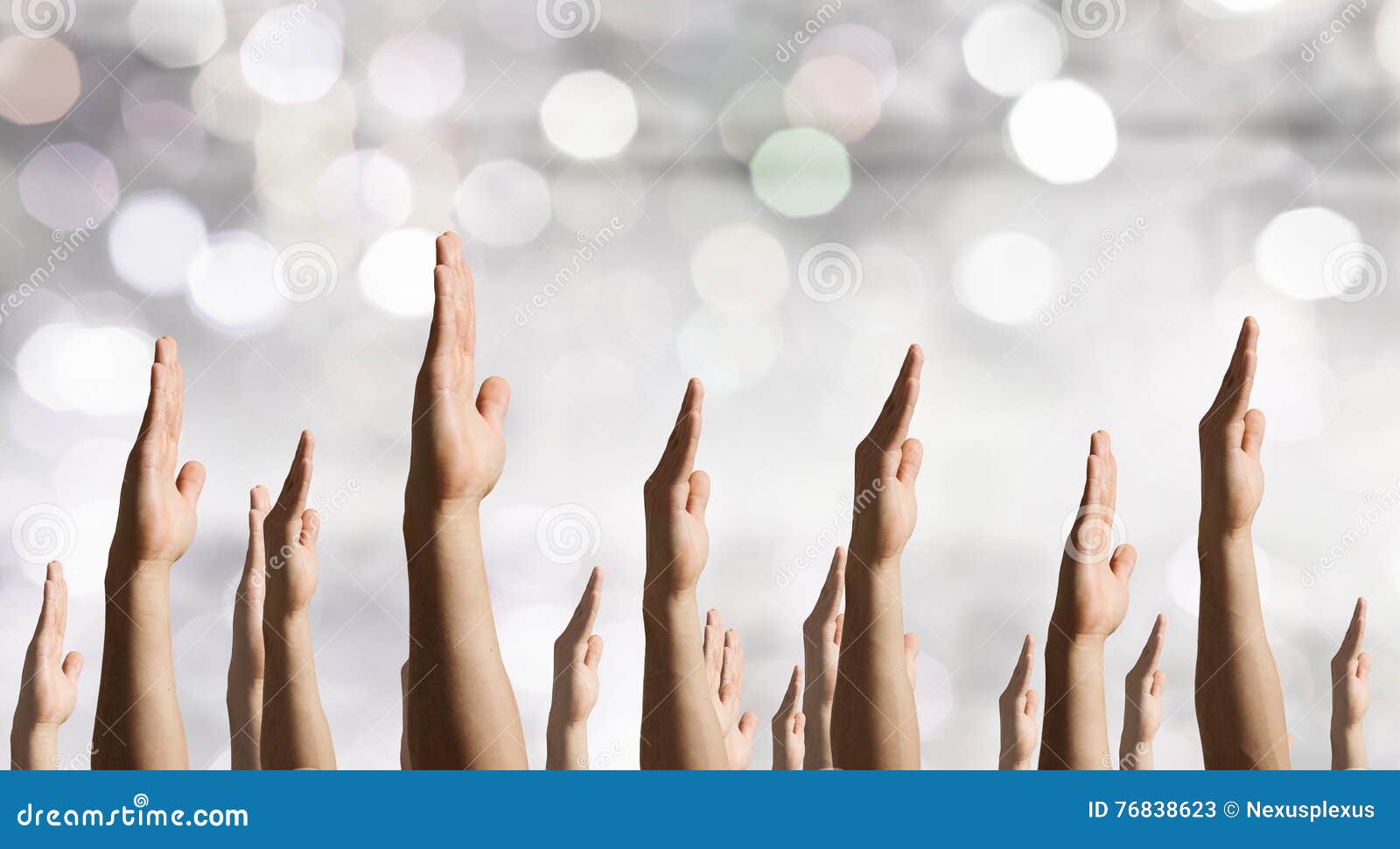 Group of People with Raised Hands . Mixed Media Stock Image - Image of ...