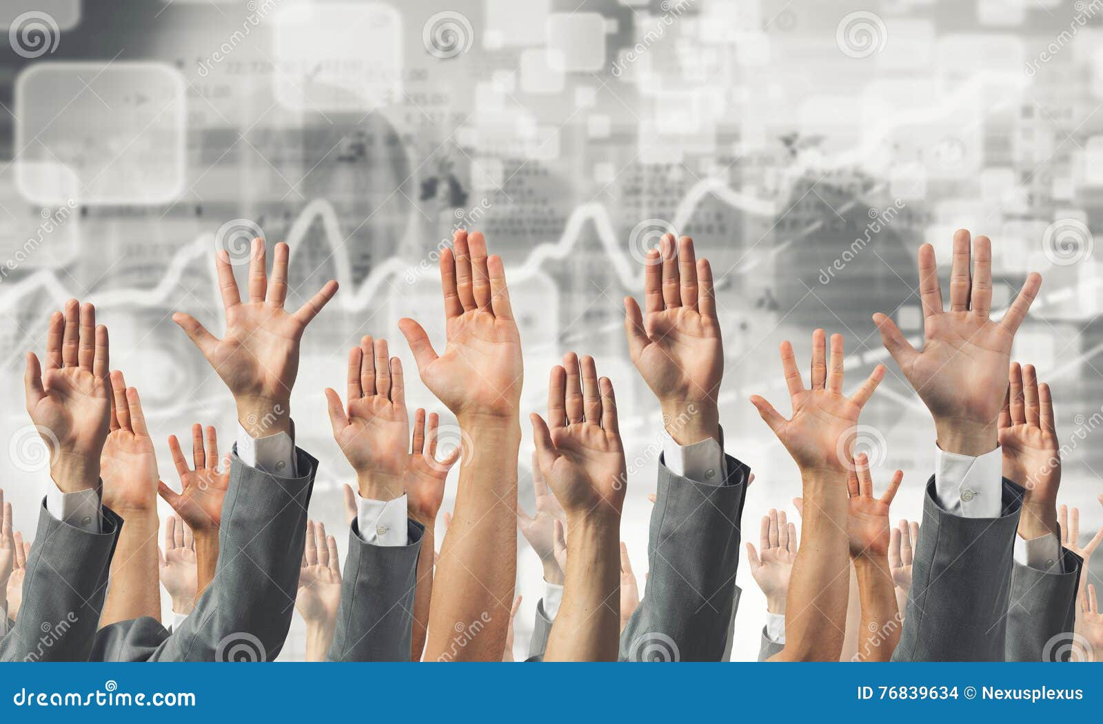 Group of People with Raised Hands . Mixed Media Stock Photo - Image of ...