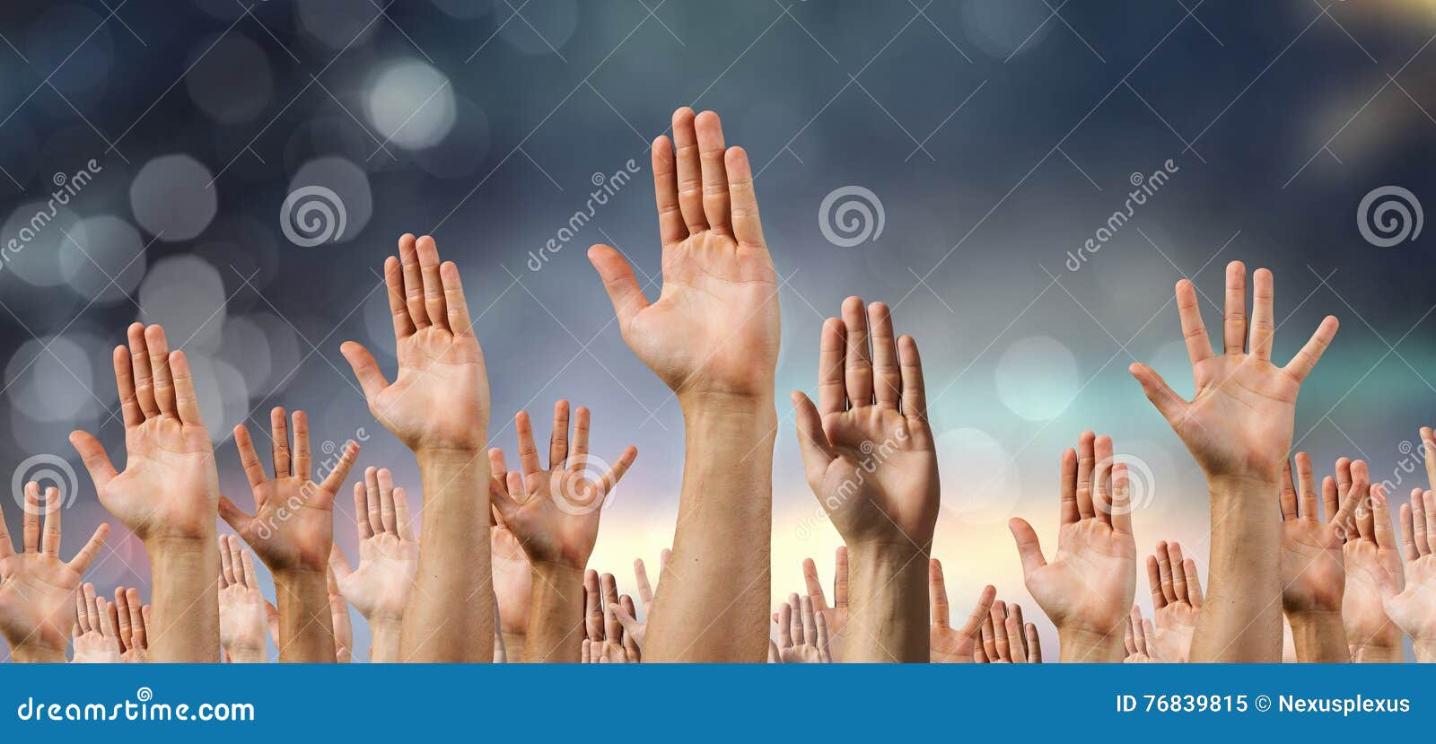 Group of People with Raised Hands . Mixed Media Stock Image - Image of ...