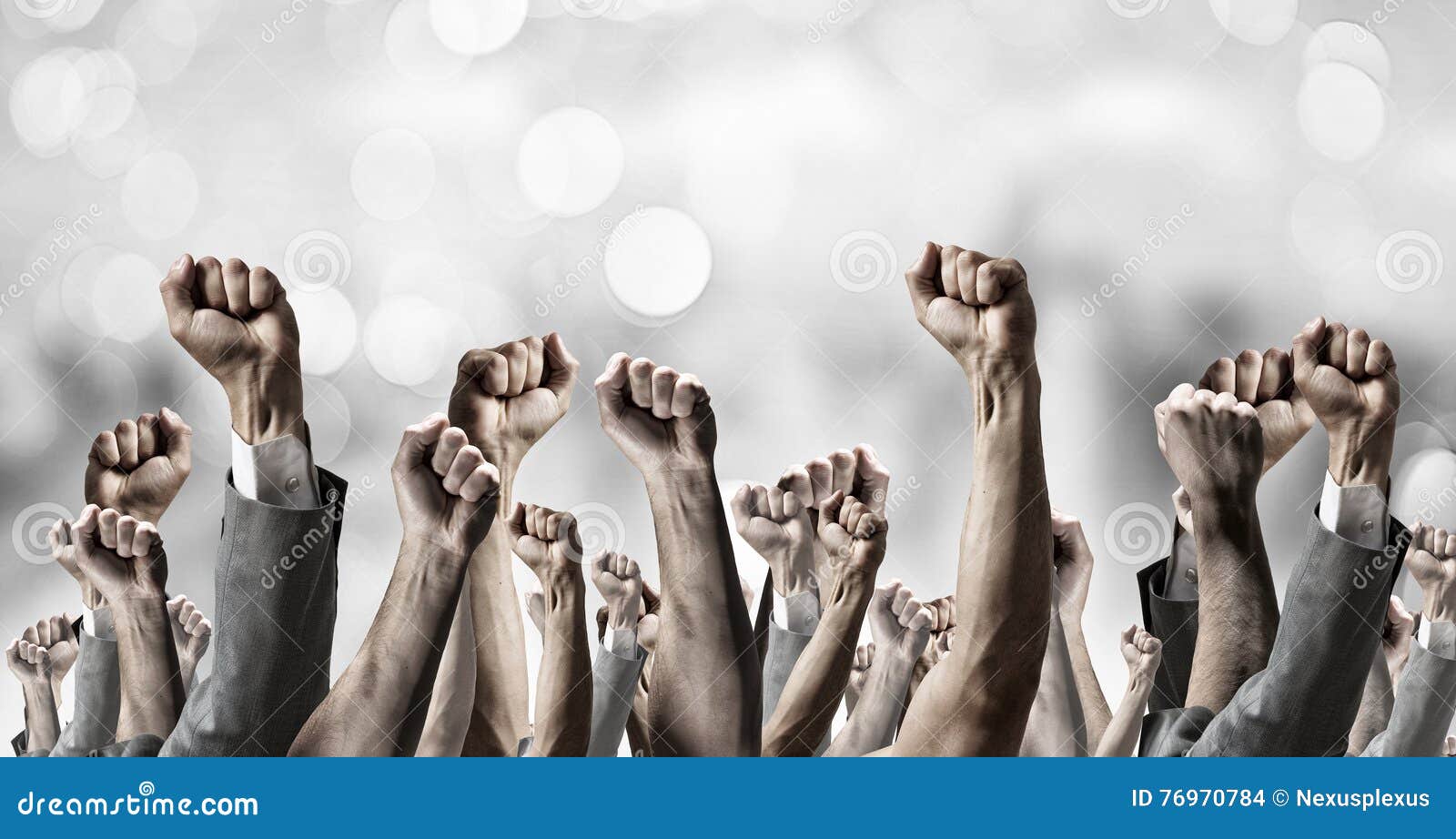 Group of People with Raised Hands . Mixed Media Stock Photo - Image of ...