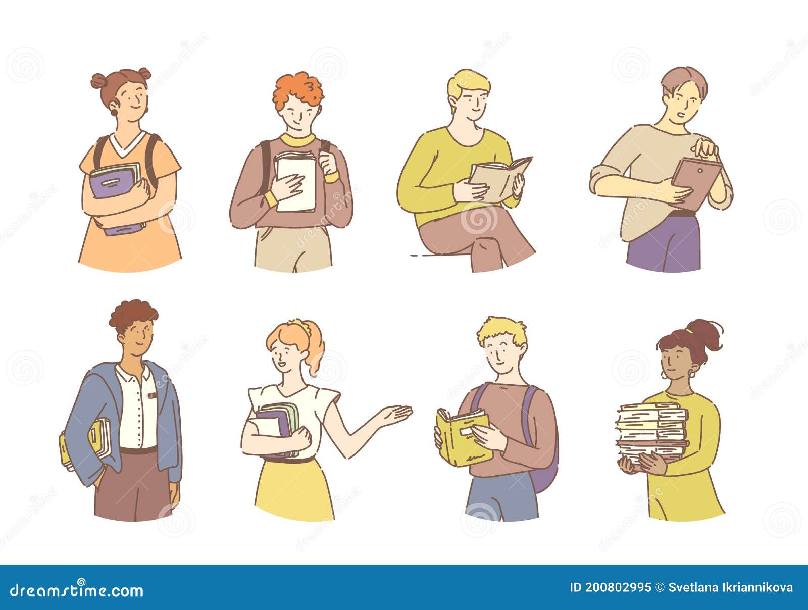 Group of People Reading Books. Multicultural People Study Together ...