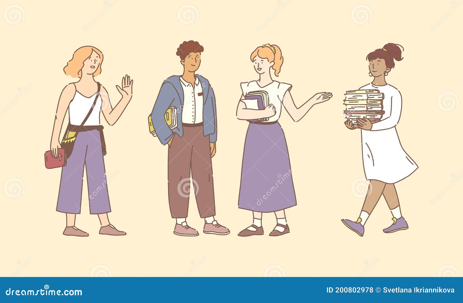 Group of People Reading Books. Multicultural People Study Together ...