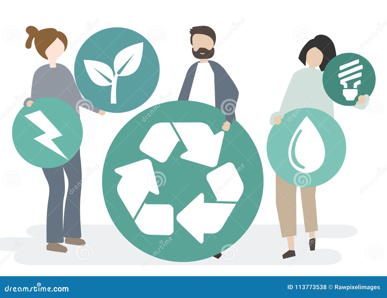 Group of People with the Recycle Icon Stock Illustration - Illustration ...