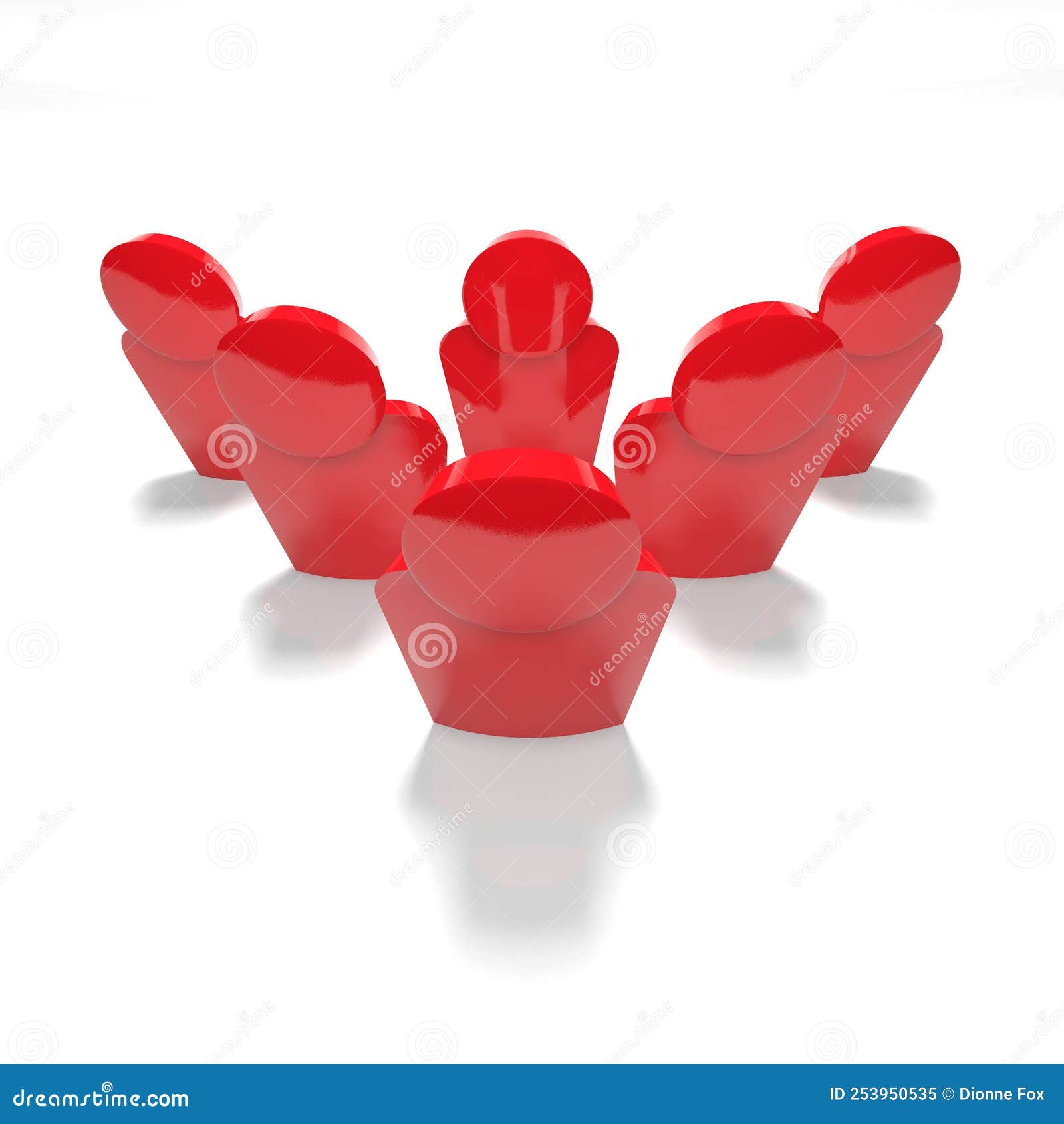 Group of People in Red, 3D Rendered Stock Illustration - Illustration ...