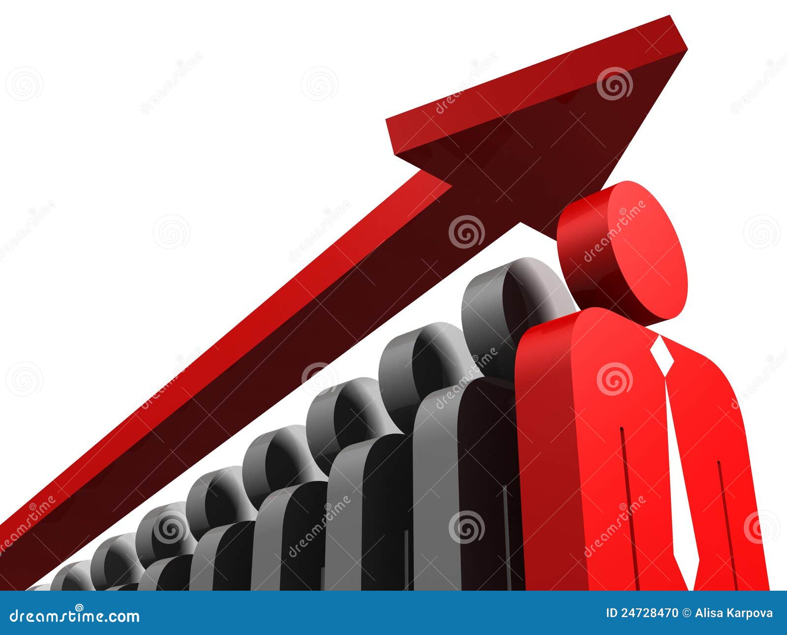 Group of People with Red Leader Person and Arrow Stock Illustration ...