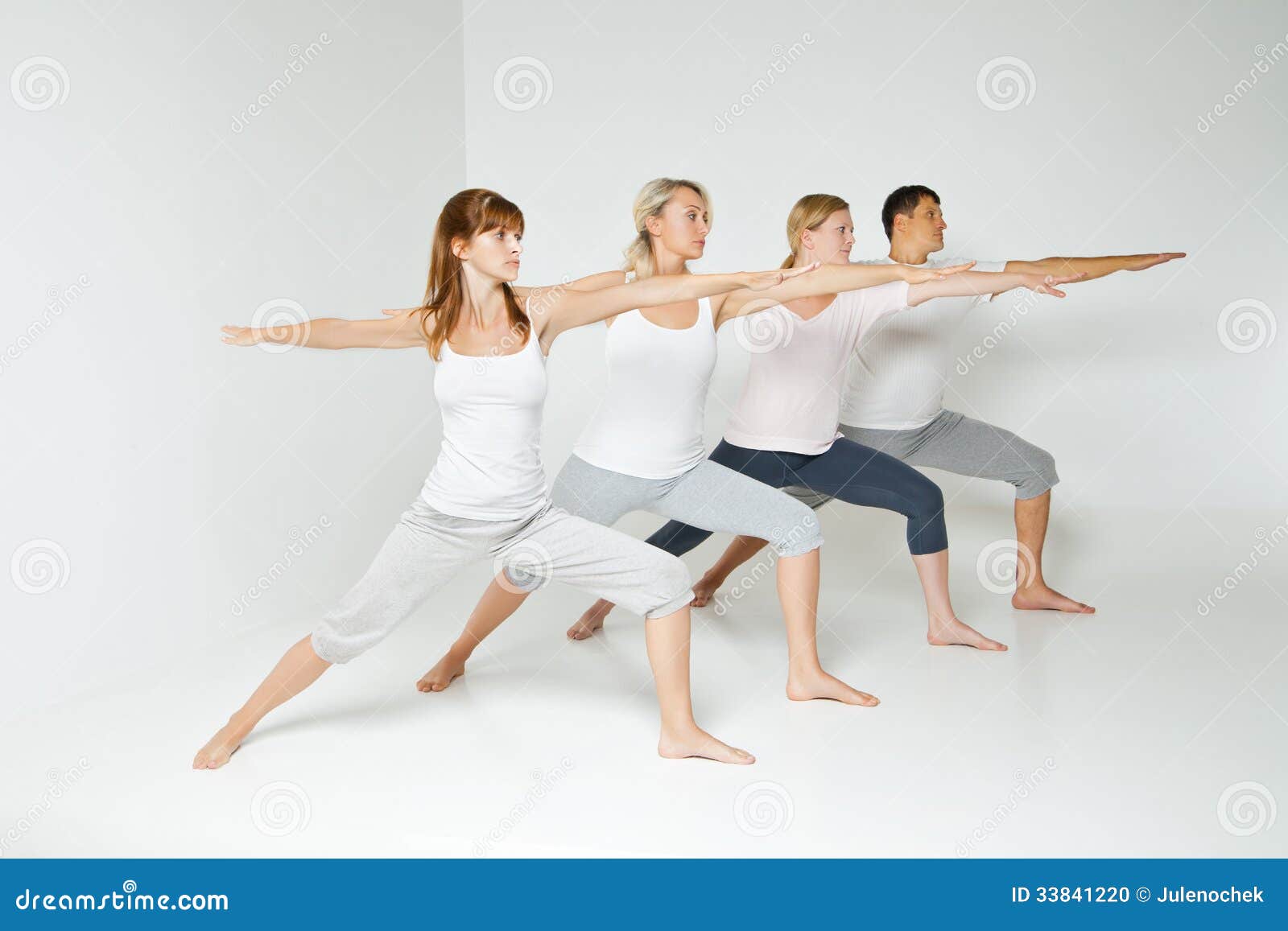 Group of People Relaxing and Doing Yoga in White Stock Photo - Image of ...