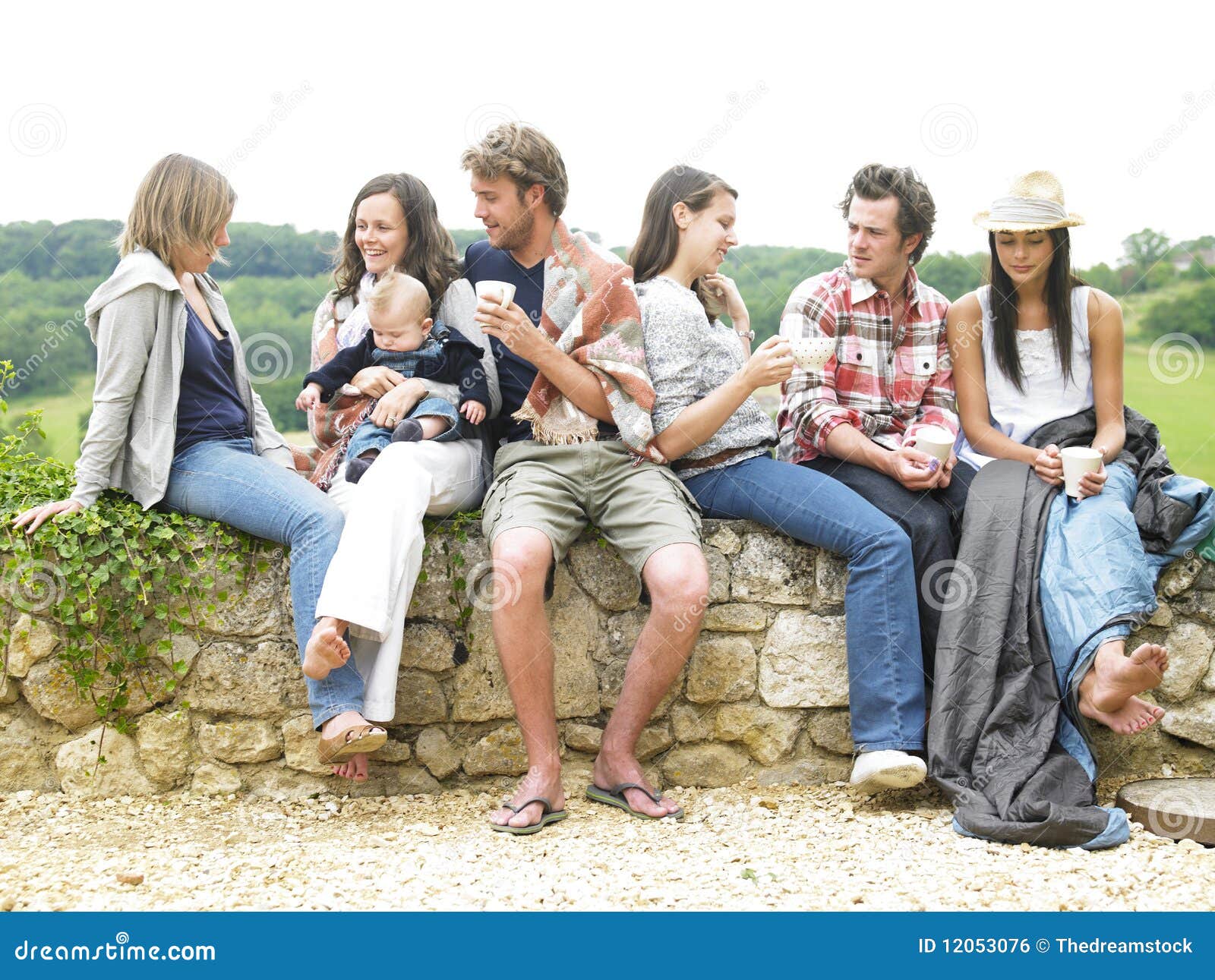 Group of People Relaxing Outdoors with Coffee Stock Photo - Image of ...
