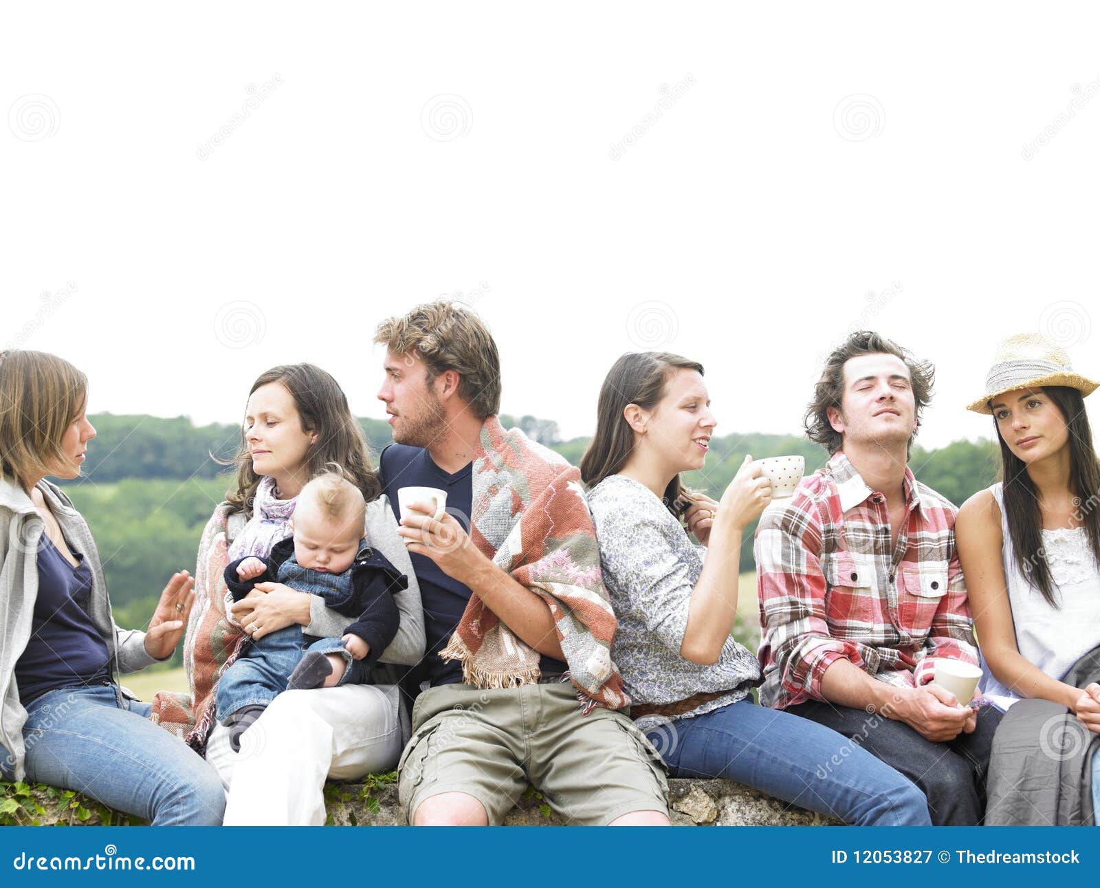 Group of People Relaxing Outdoors with Coffee Stock Image - Image of ...