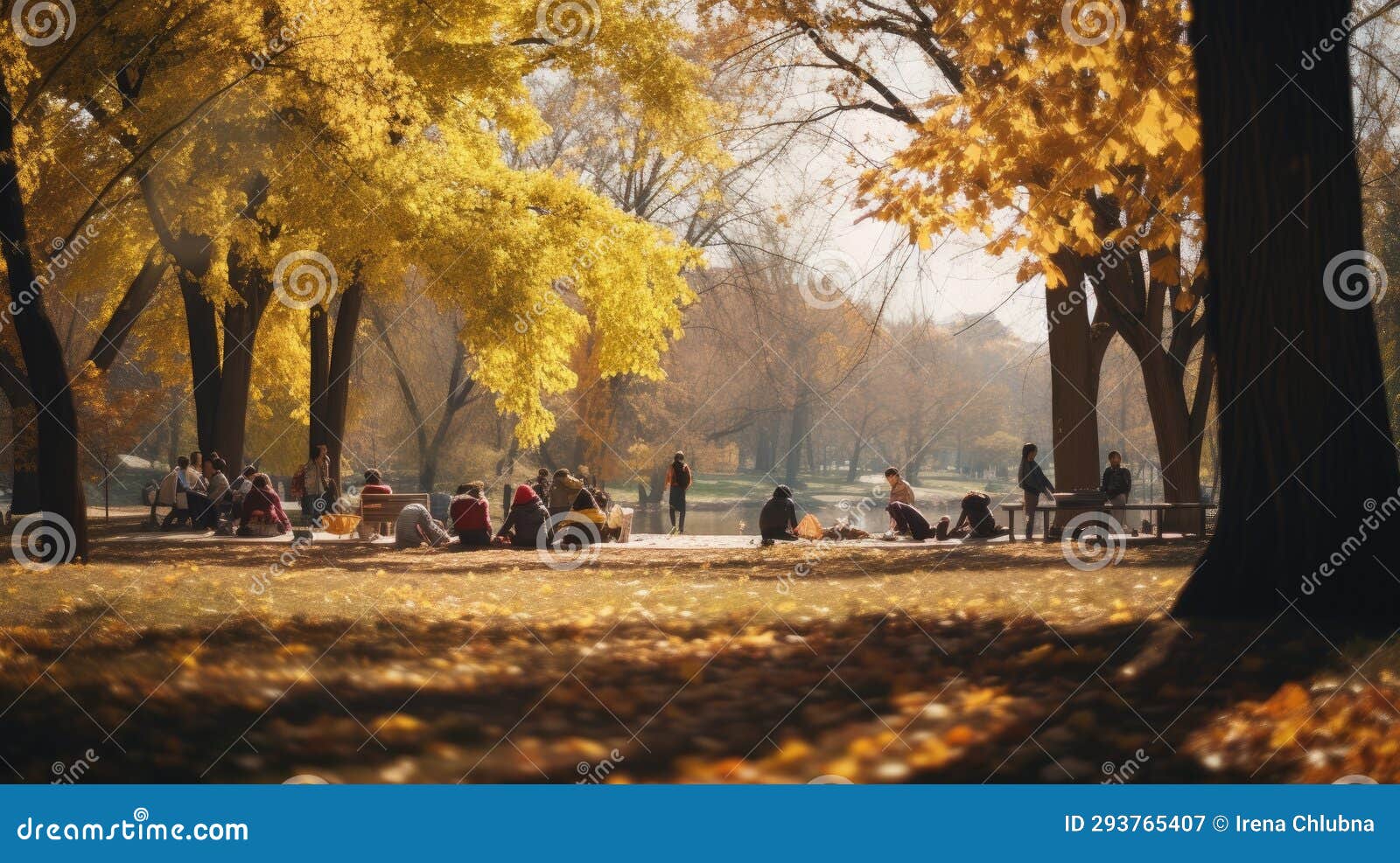 Group of People Relaxing among Trees in City Park. Generative AI Stock ...