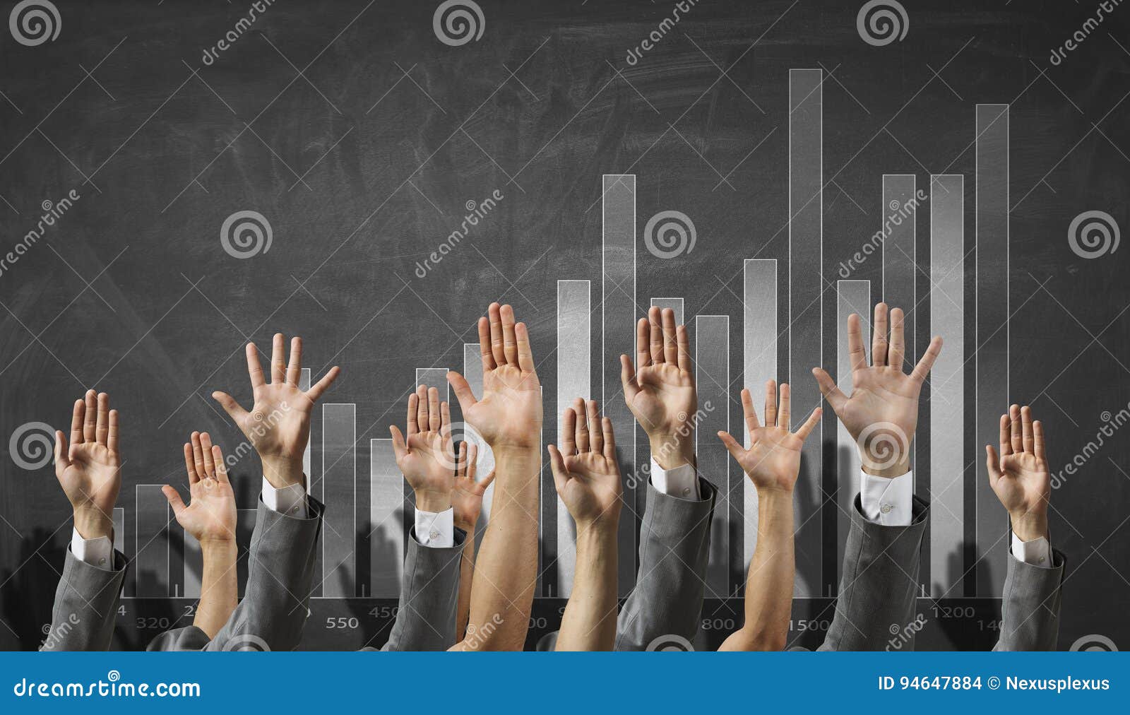 Group of People Rise Hands . Mixed Media Stock Illustration ...