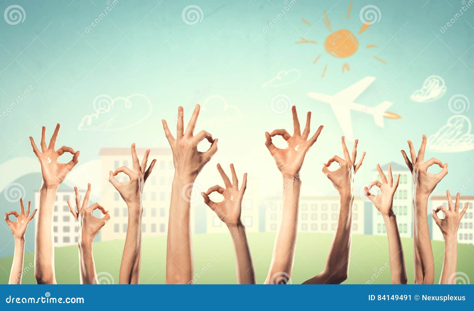 Group of People Rise Hands . Mixed Media Stock Image - Image of suit ...