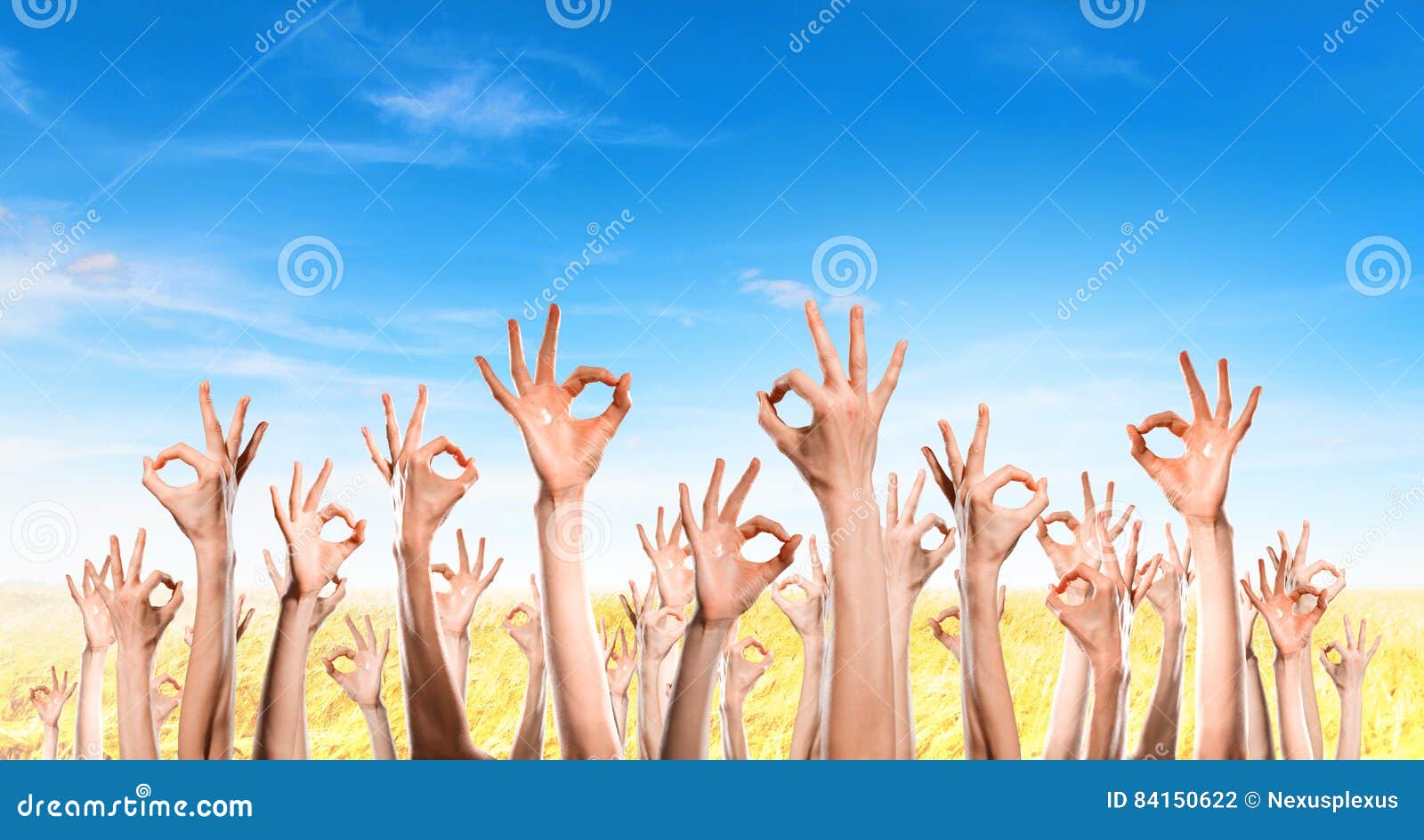 Group of People Rise Hands . Mixed Media Stock Photo - Image of blue ...