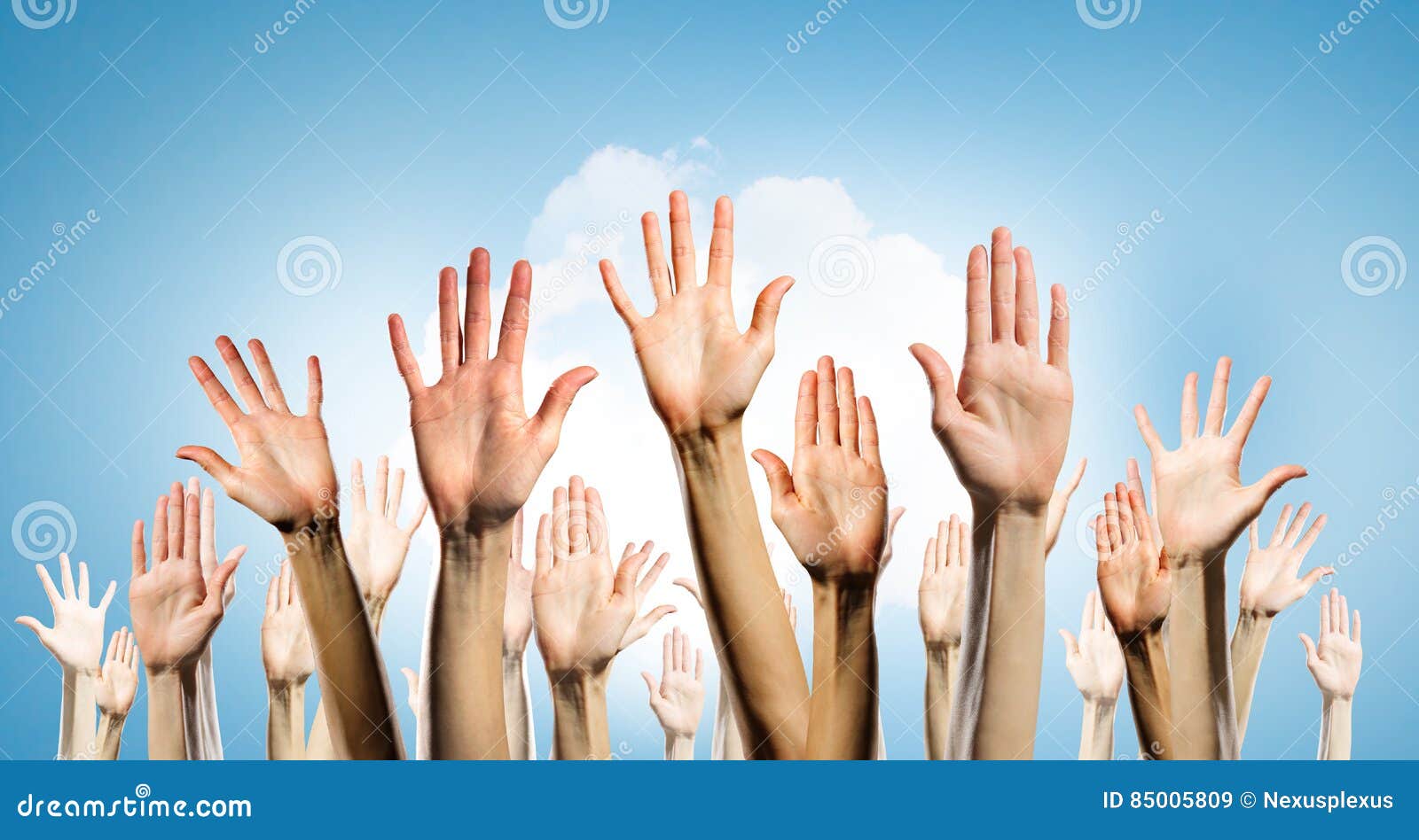 Group of People Rise Hands . Mixed Media Stock Image - Image of fist ...