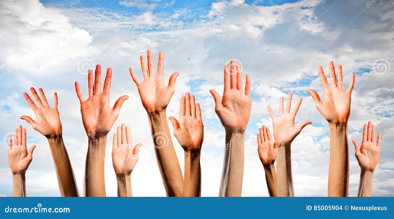 Group of People Rise Hands . Mixed Media Stock Photo - Image of ...