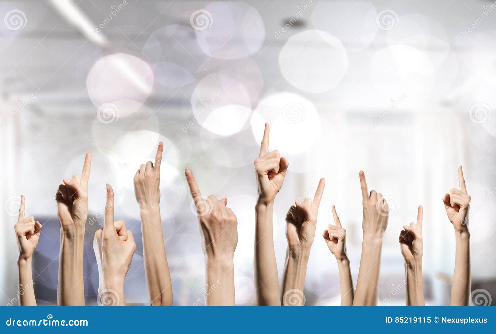 Group of People Rise Hands . Mixed Media Stock Image - Image of ...