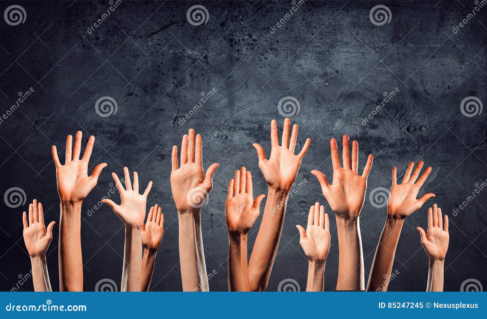 Group of People Rise Hands . Mixed Media Stock Image - Image of rise ...