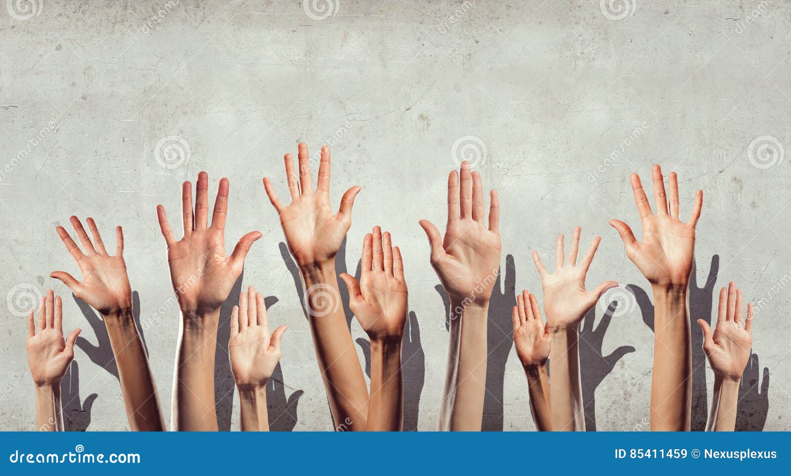 Group of People Rise Hands . Mixed Media Stock Image - Image of close ...