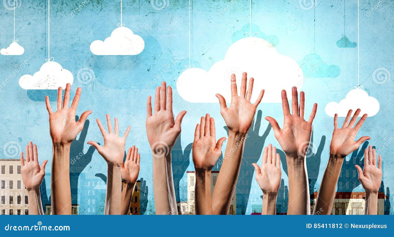 Group of People Rise Hands . Mixed Media Stock Photo - Image of vote ...