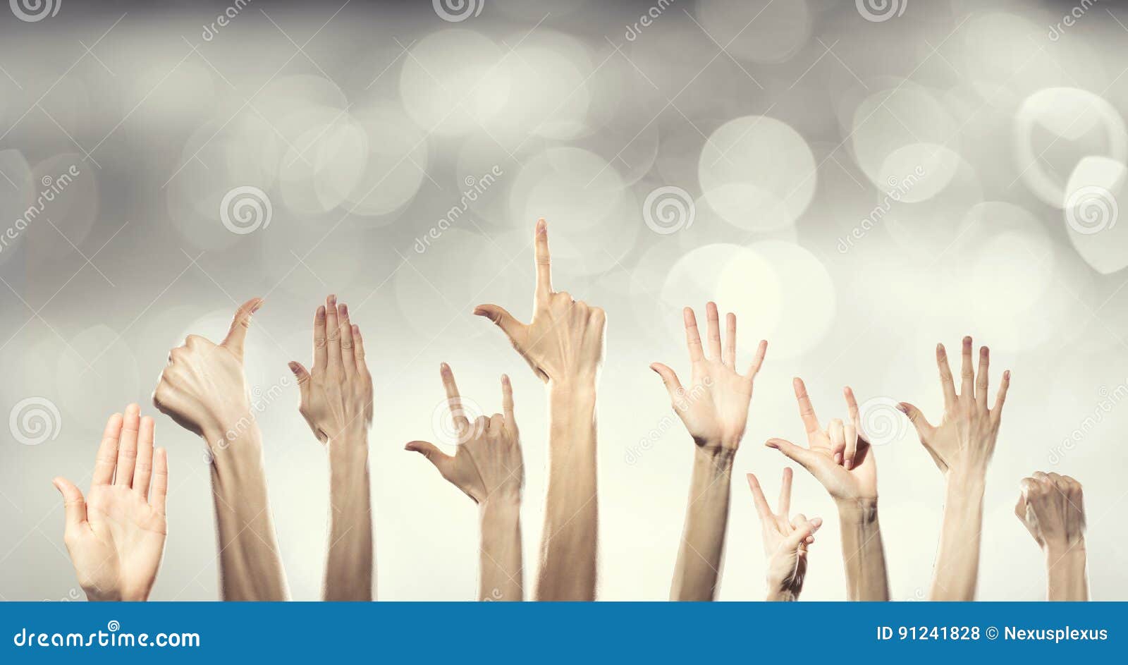 Group of people rise hands stock photo. Image of fist - 91241828