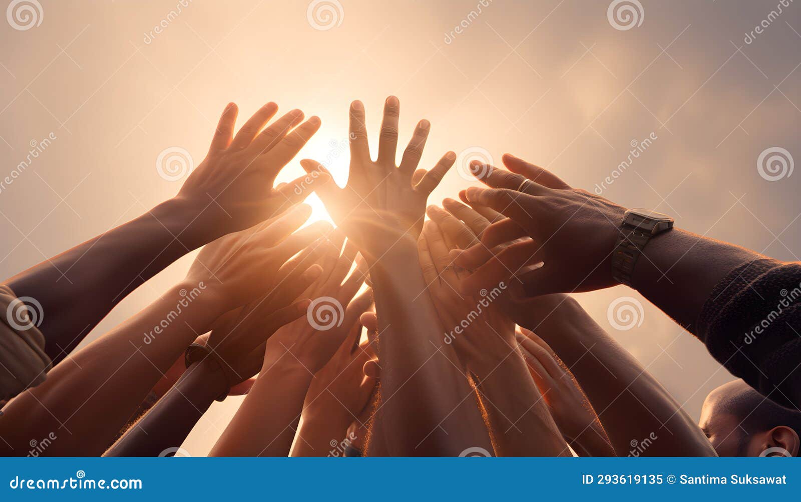 Group of People Rising Hands Up in the Air Stock Illustration ...