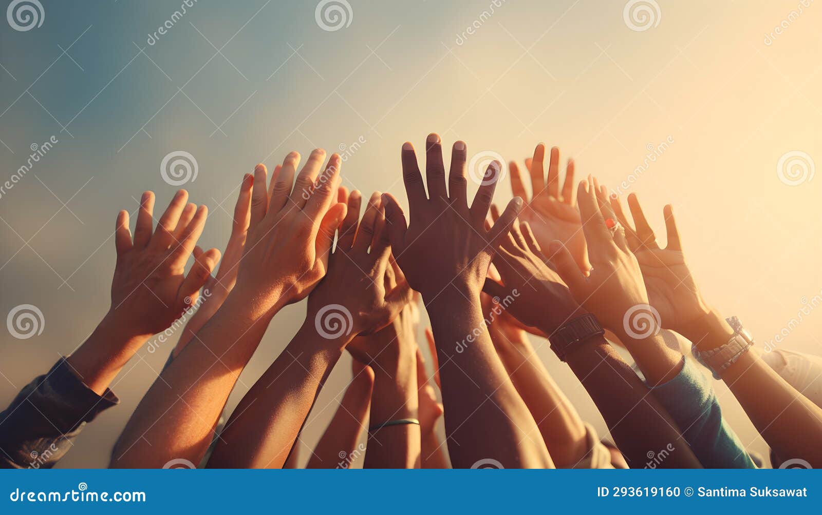 Group of People Rising Hands Up in the Air Stock Illustration ...